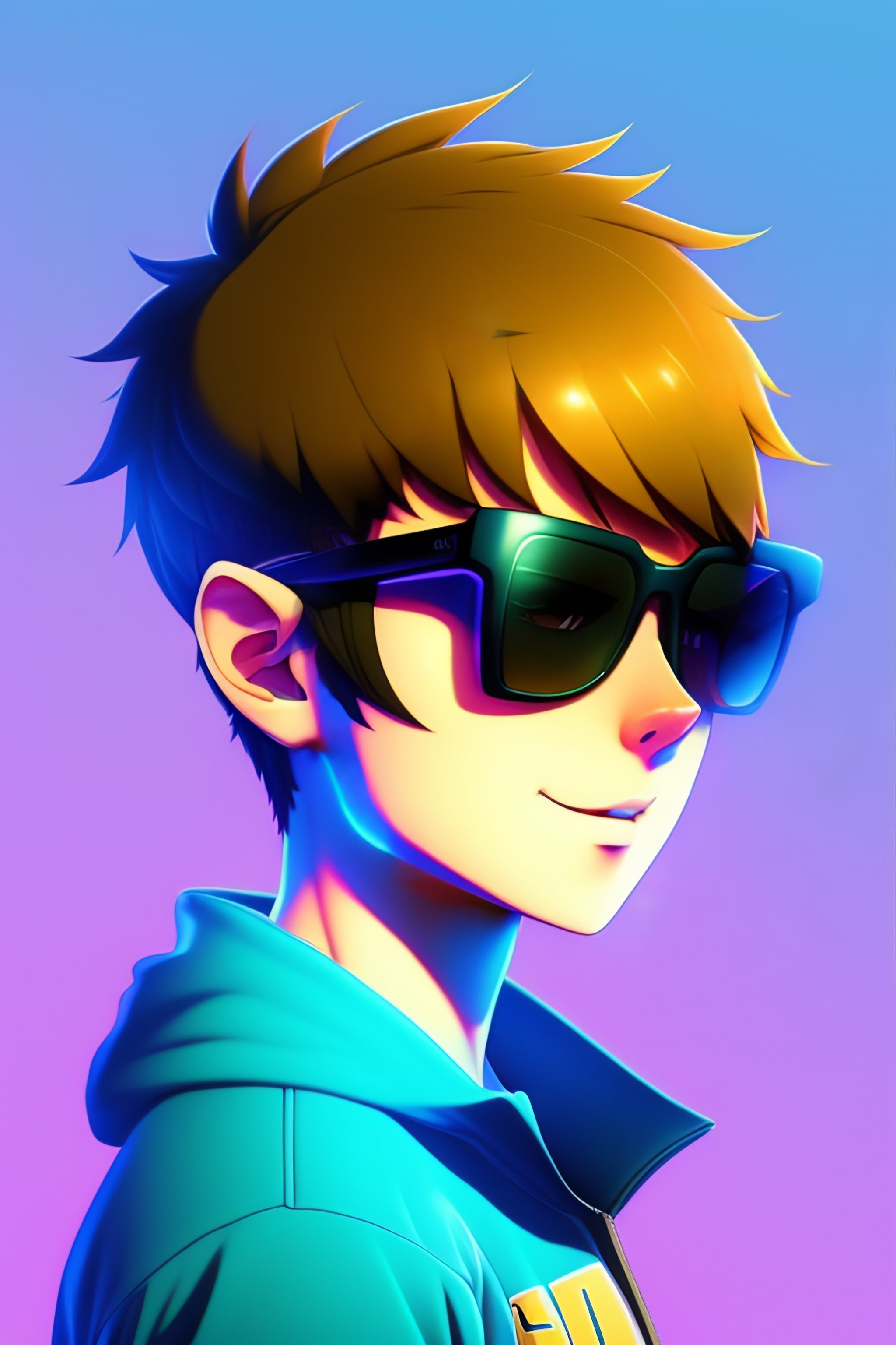 Lexica - A shadow of a gamer boy, cartoon style, blue background, wear ...