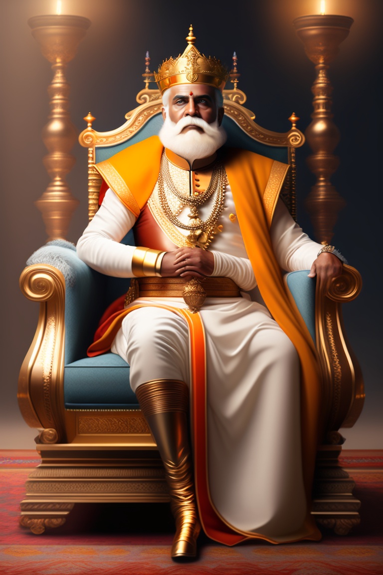 Lexica - Narendra modi as a medieval king on a golden throne with a ...