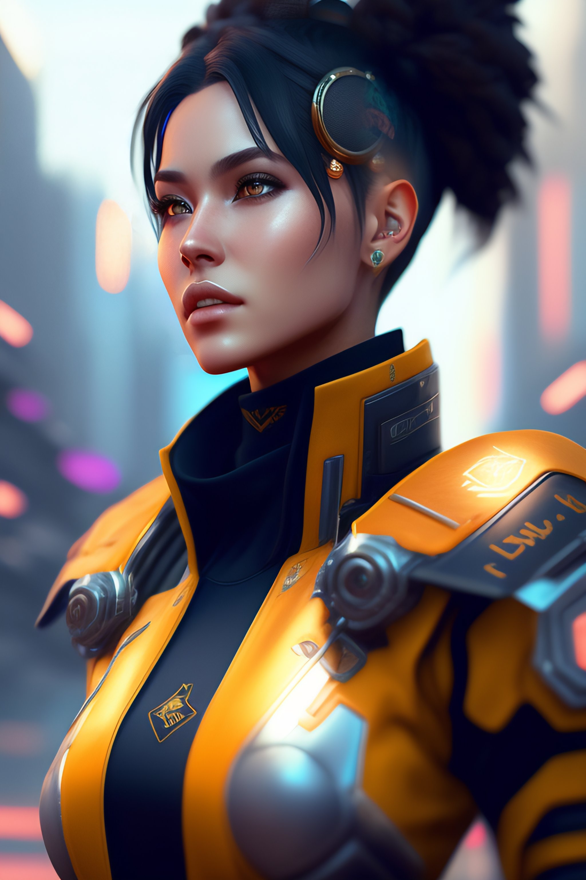 Lexica - Mech Punk clothes with short hair girl, battle status, hyper ...