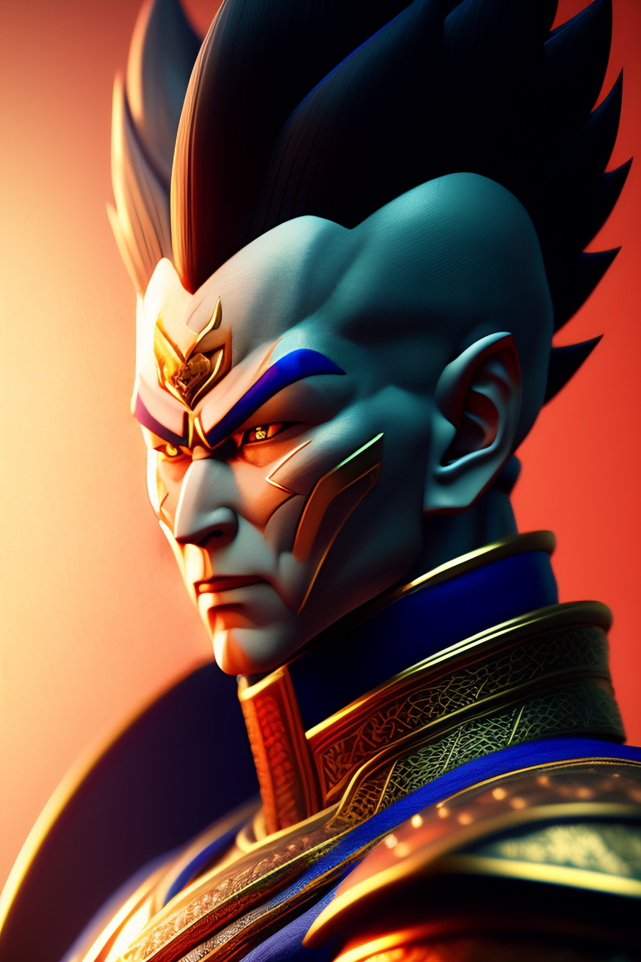 Lexica - Vegeta, sayajin, samurai, ornaments, vivid colors, highly ...