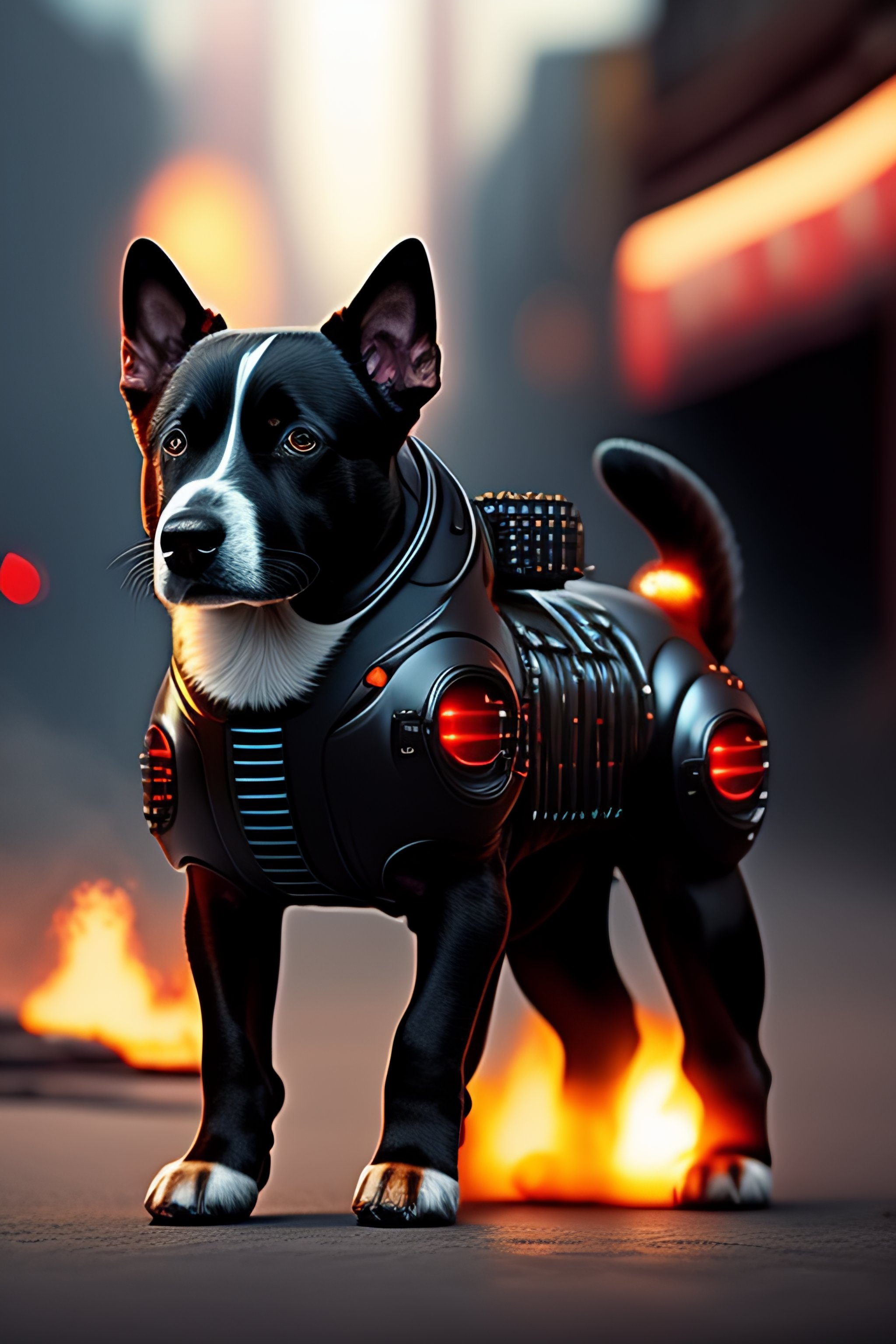 Lexica - Dog Black Robot Cyberpunk prototype Drone Motor Bike Air Steet ...