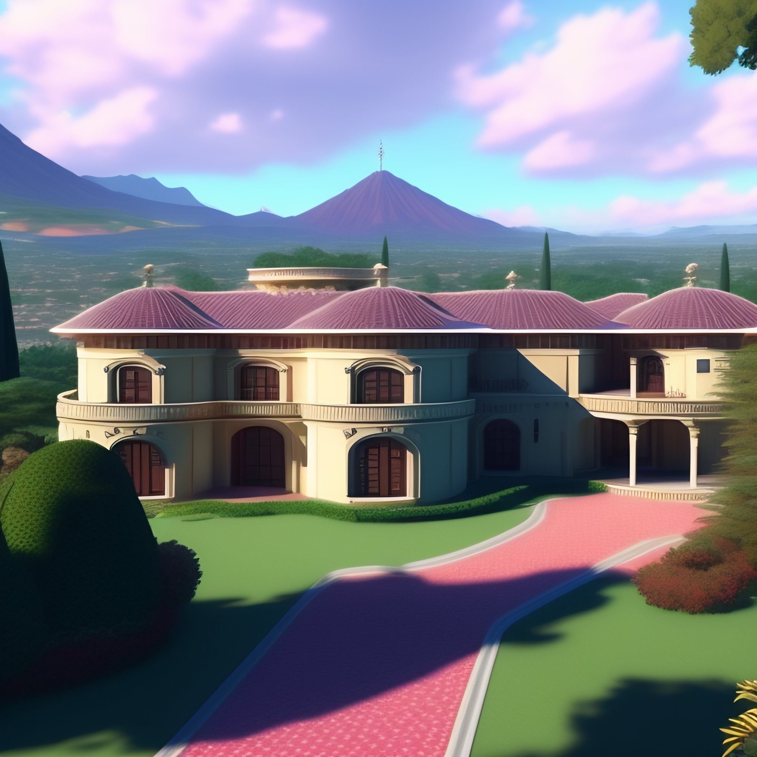 Lexica - Huge mansion in the suburb of napoli in anime style