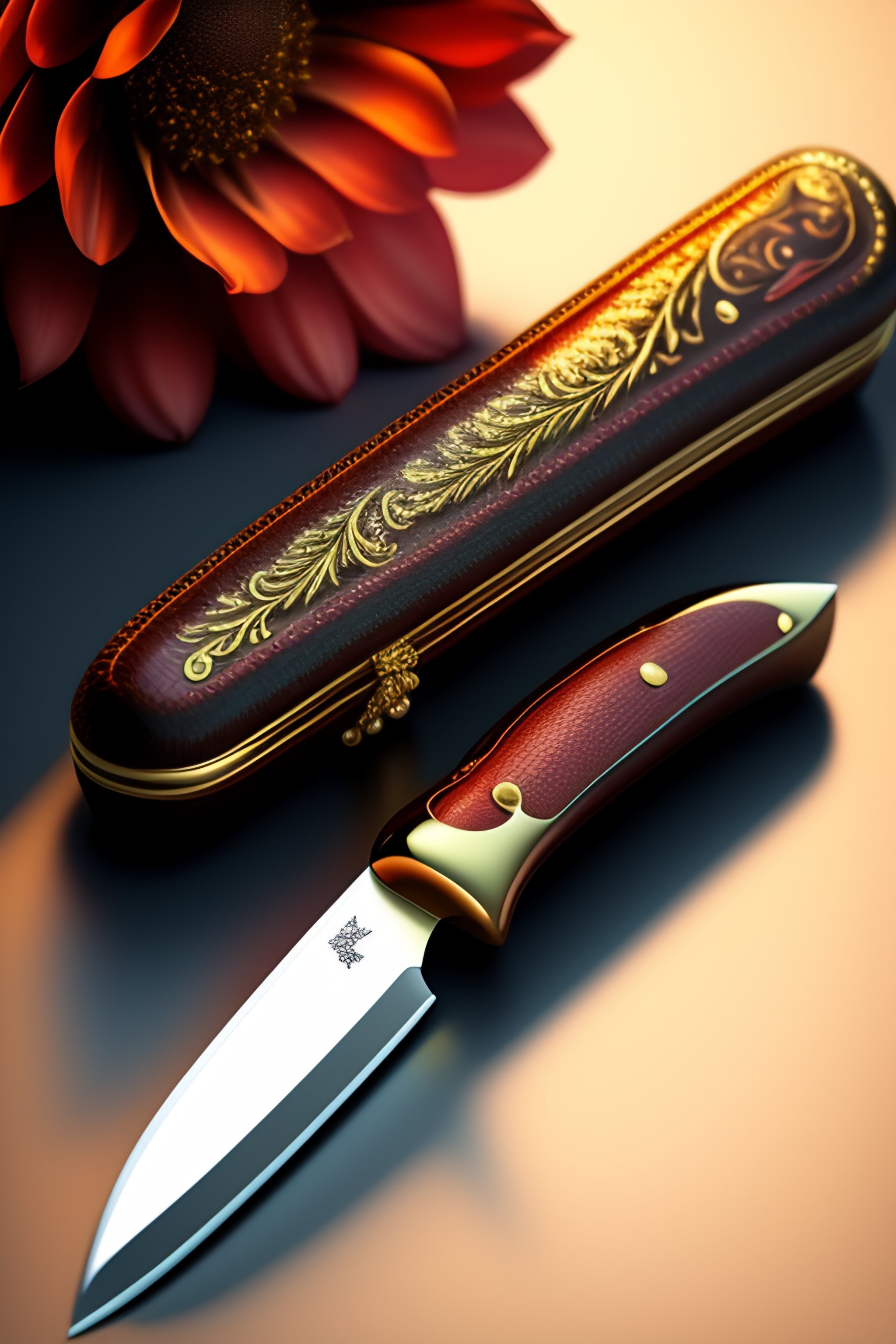 Lexica - One luxury knife design, detail, intrinsic, hd, 4k, floral