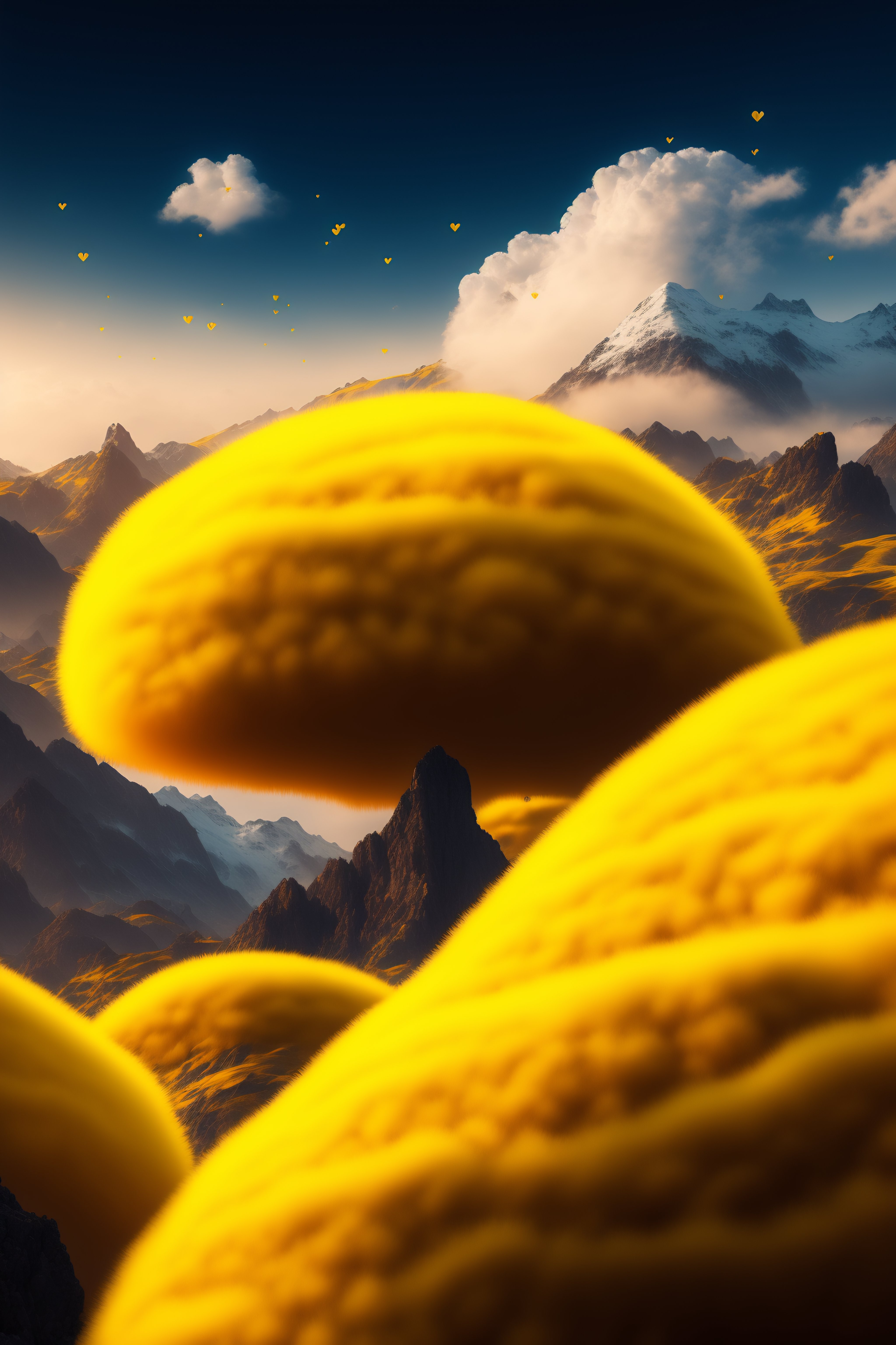 Lexica - A photograph of a landscape made of yellow fur, bear fur, fur ...