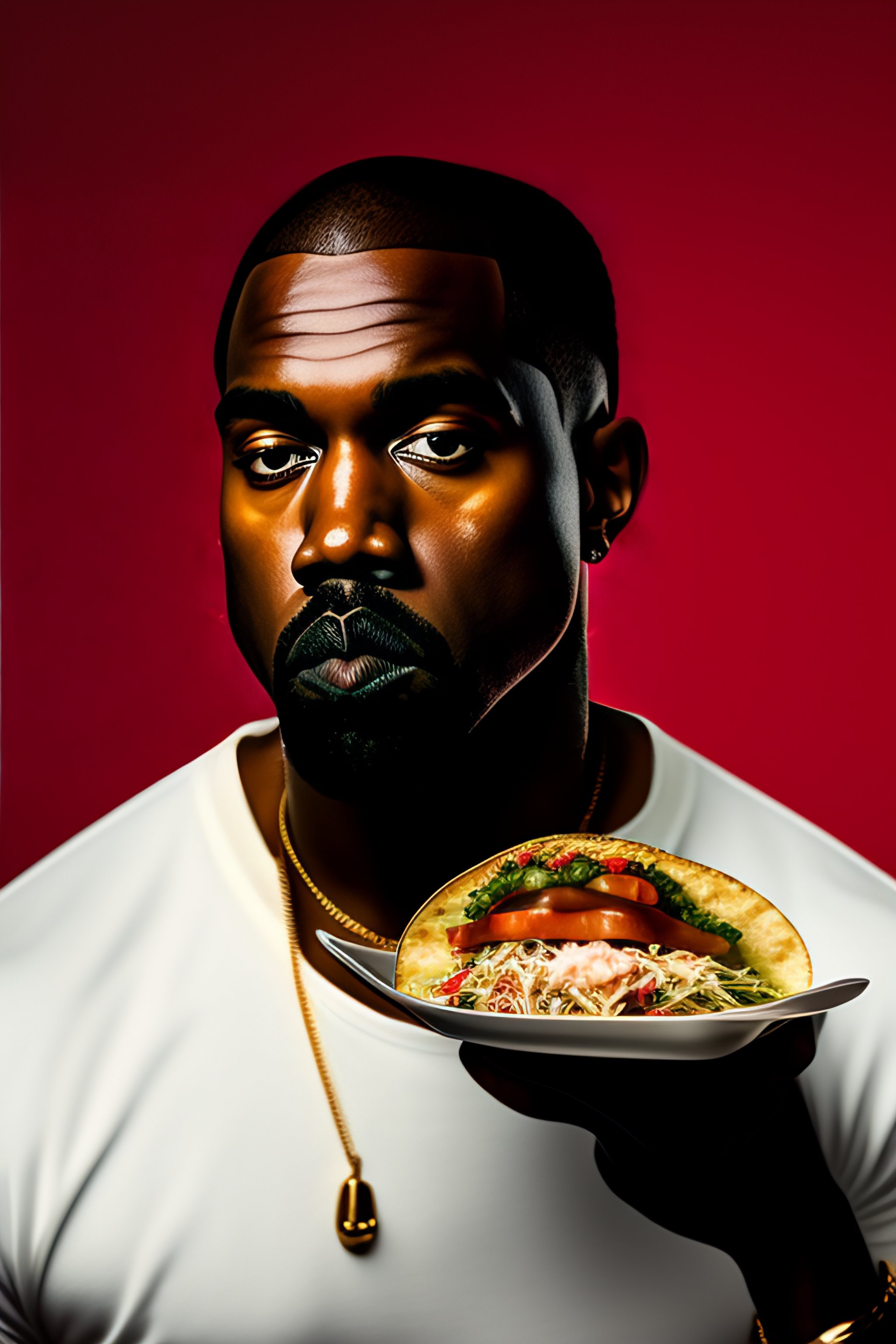 Lexica - Portraid of Kanye West Eating tacos
