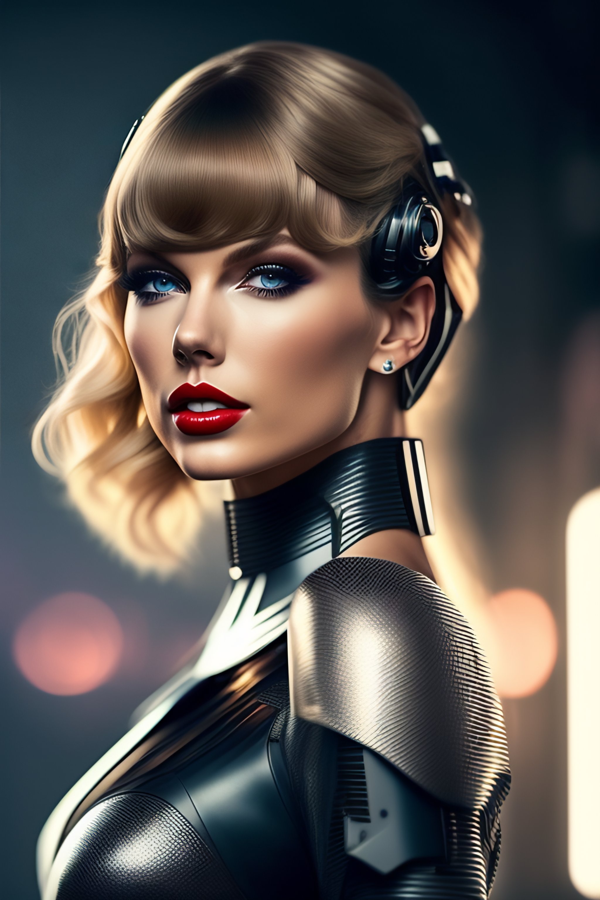 Lexica - Taylor swift as a cyborg robot with computer, a character side ...