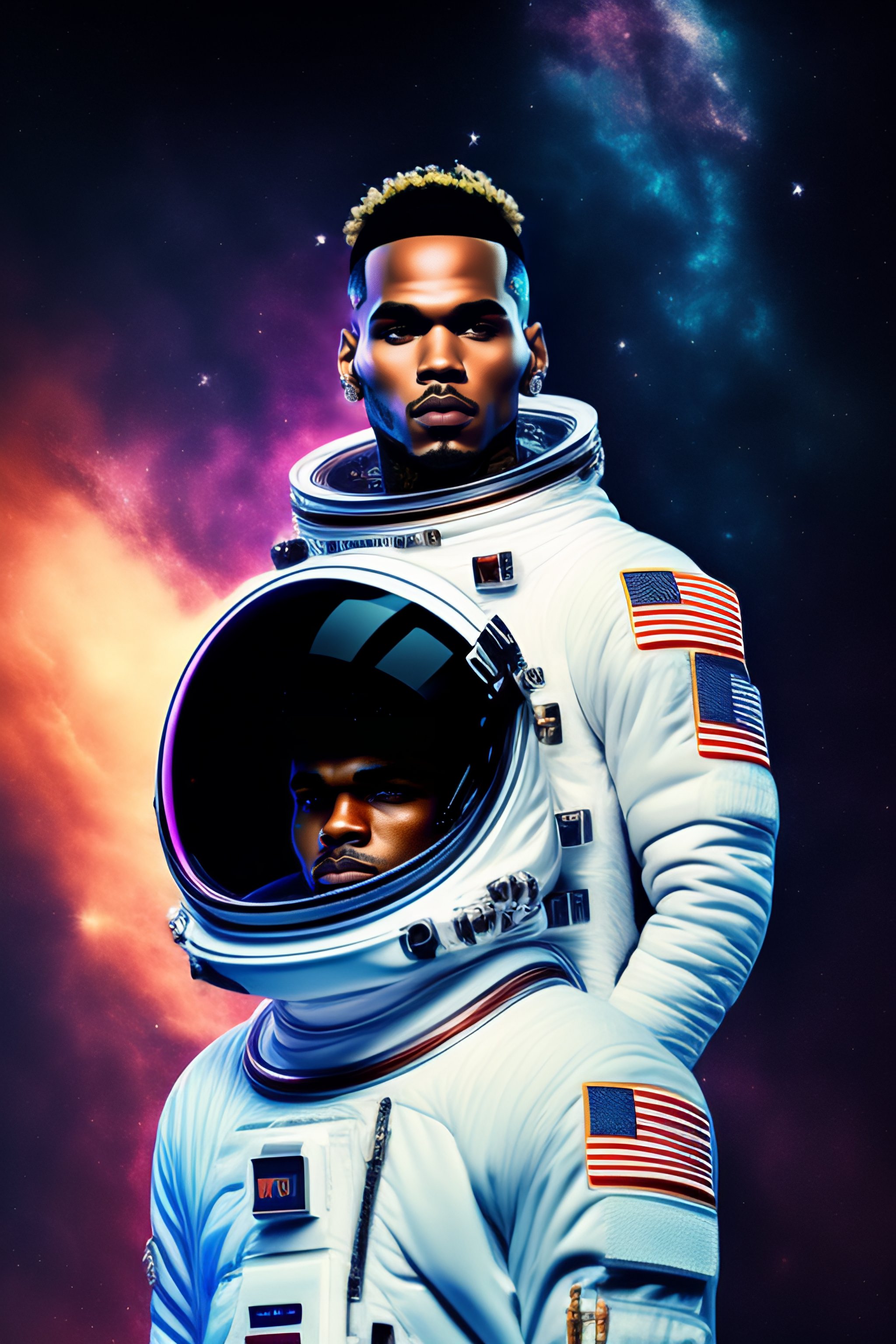 Lexica - Chris brown in space, space suit, 8k, realistic
