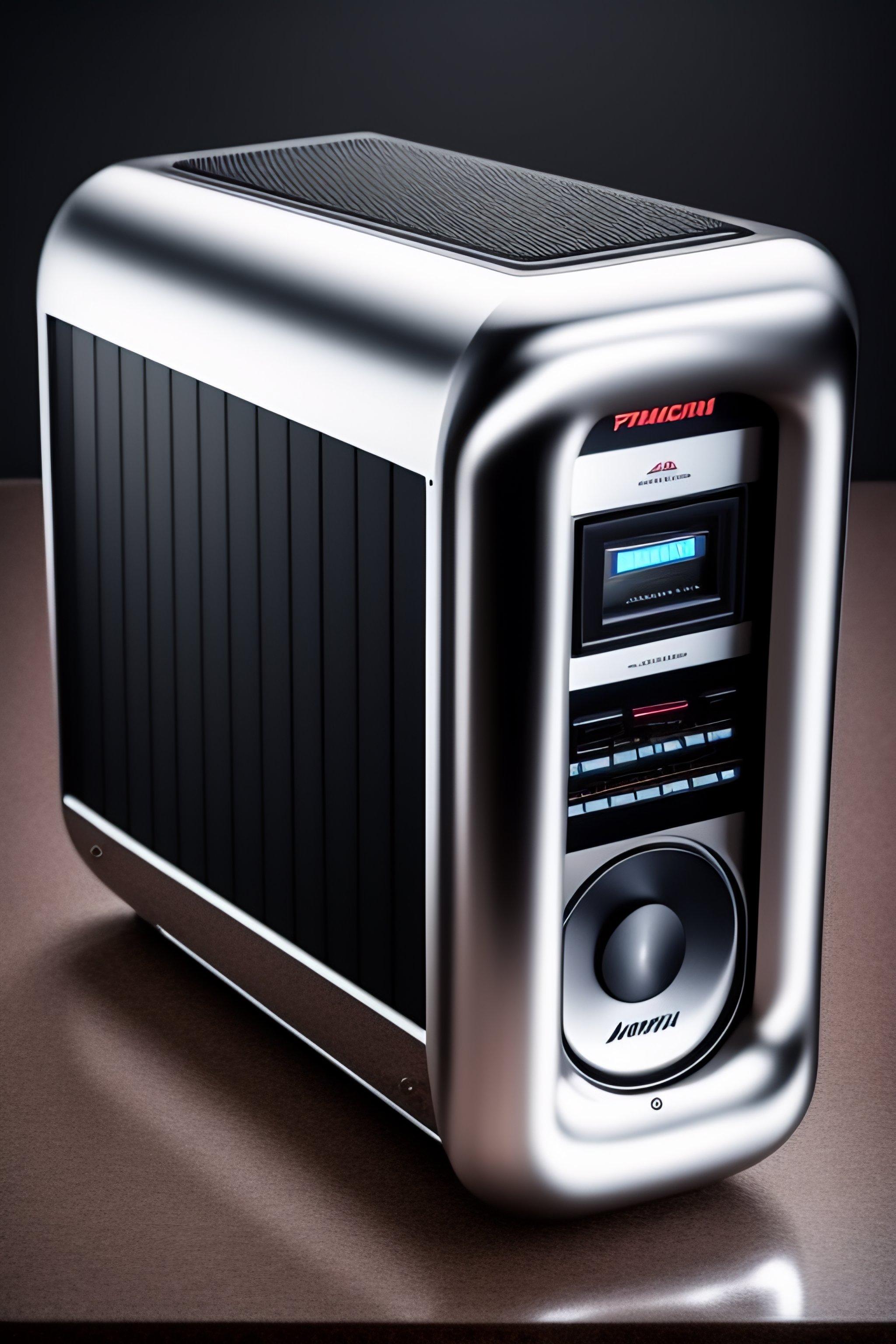 Lexica - A photo of a dual mono amplifier seen from the front side, big ...