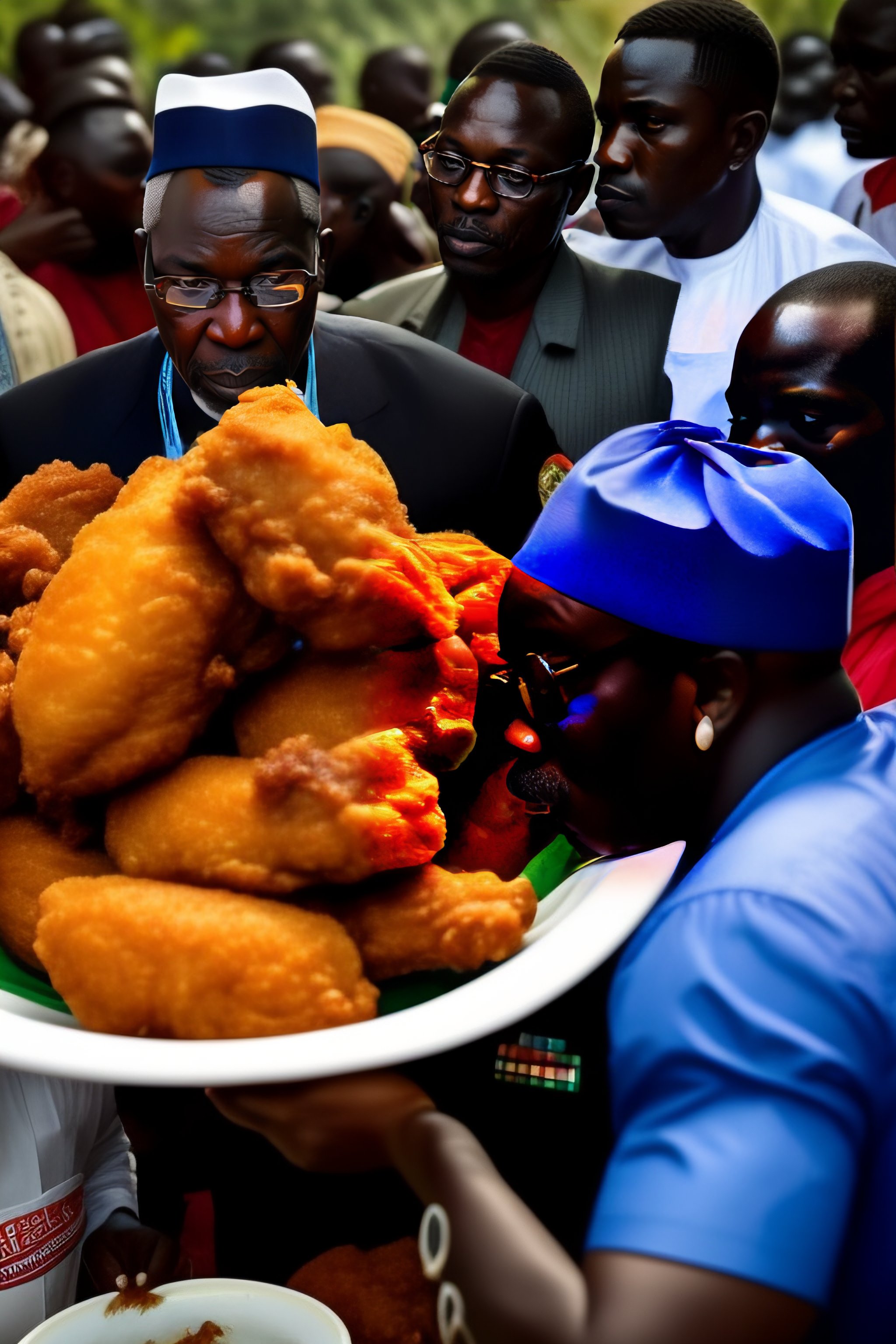 Lexica - Nigerian politicians eaten fried chicken, sorrounded by the ...