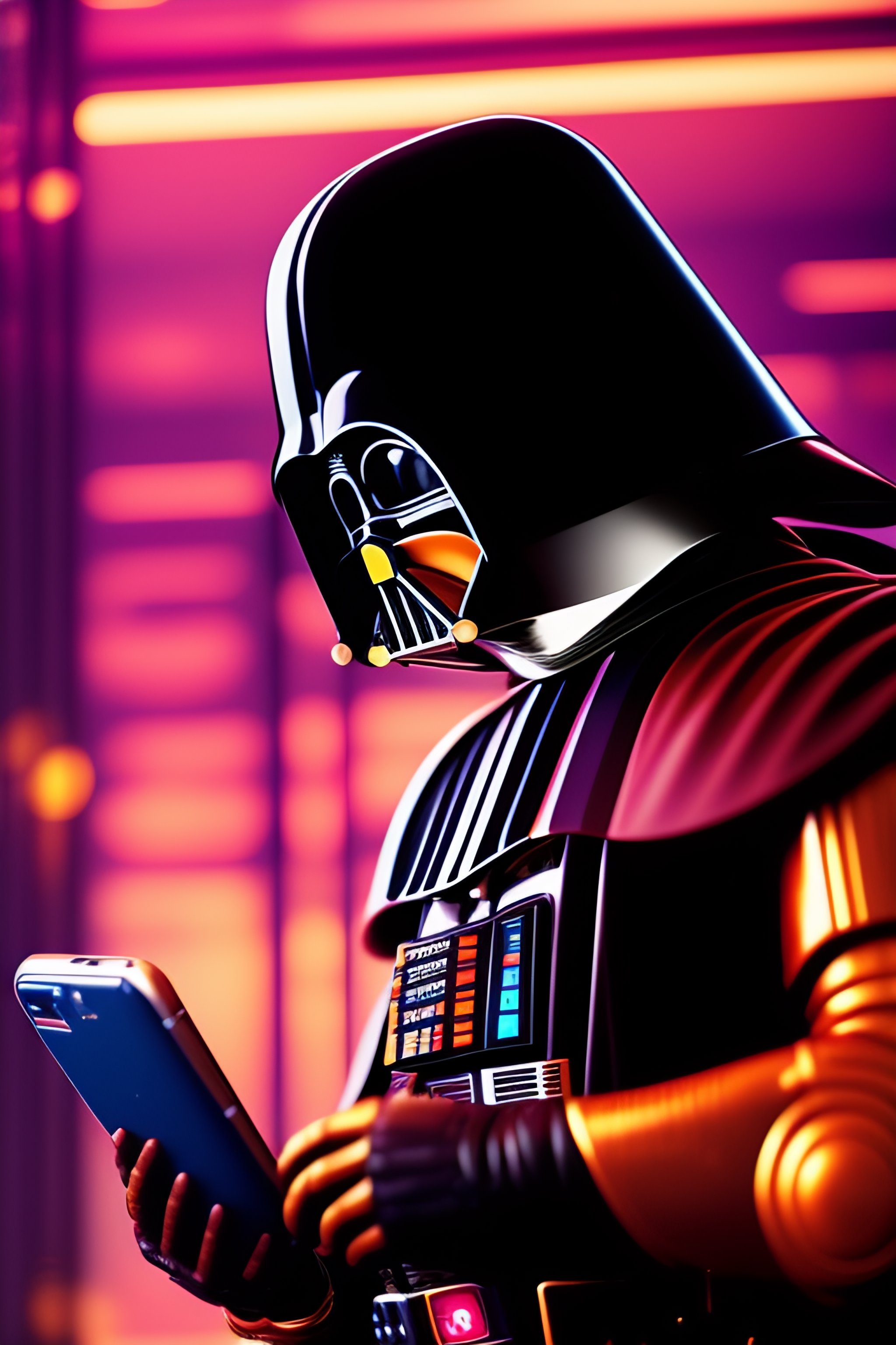 Lexica - Vintage 90's anime style. darth vader looking at his phone ...