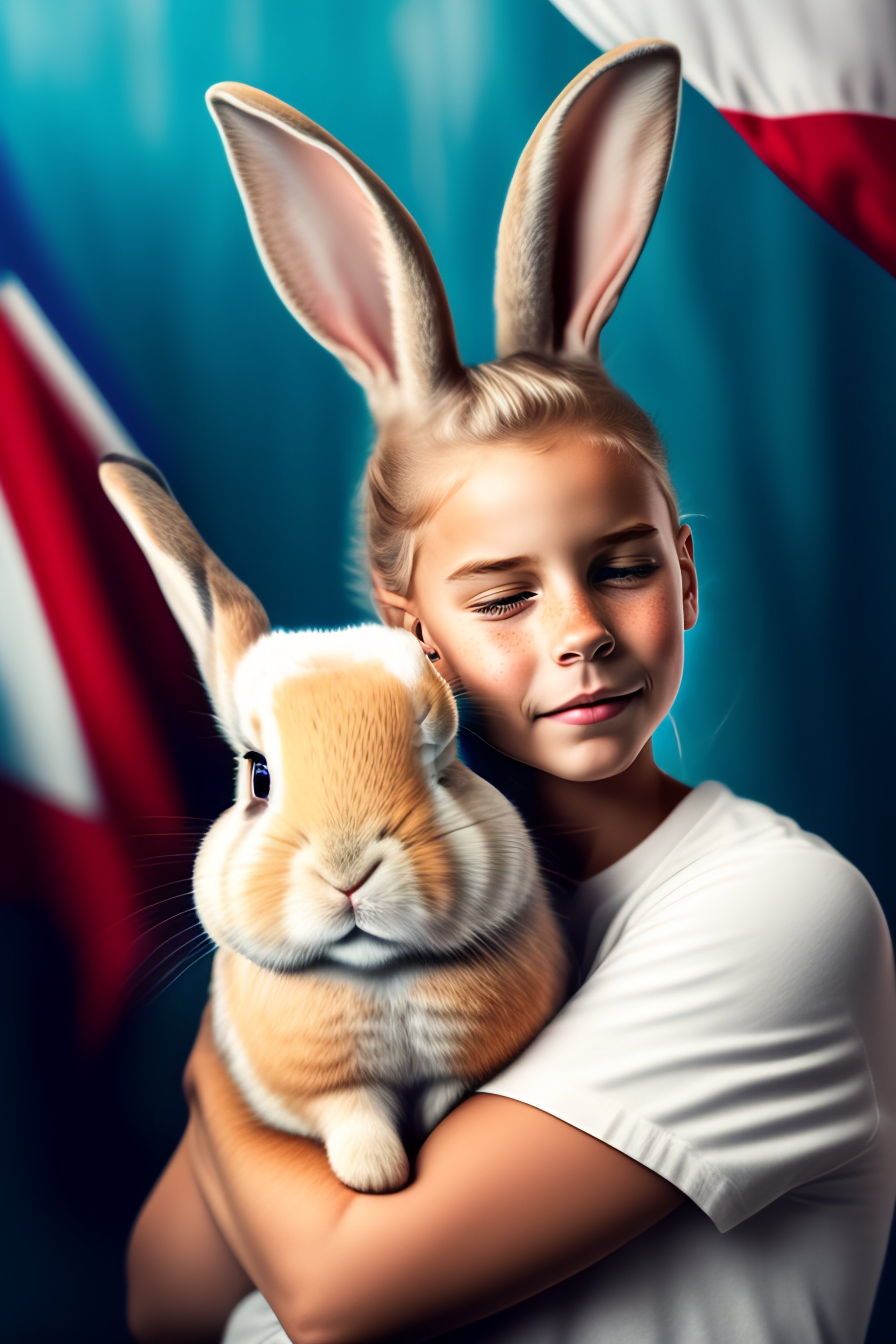 Lexica - A portrait of a cute rabbit crying. A human is standing next ...