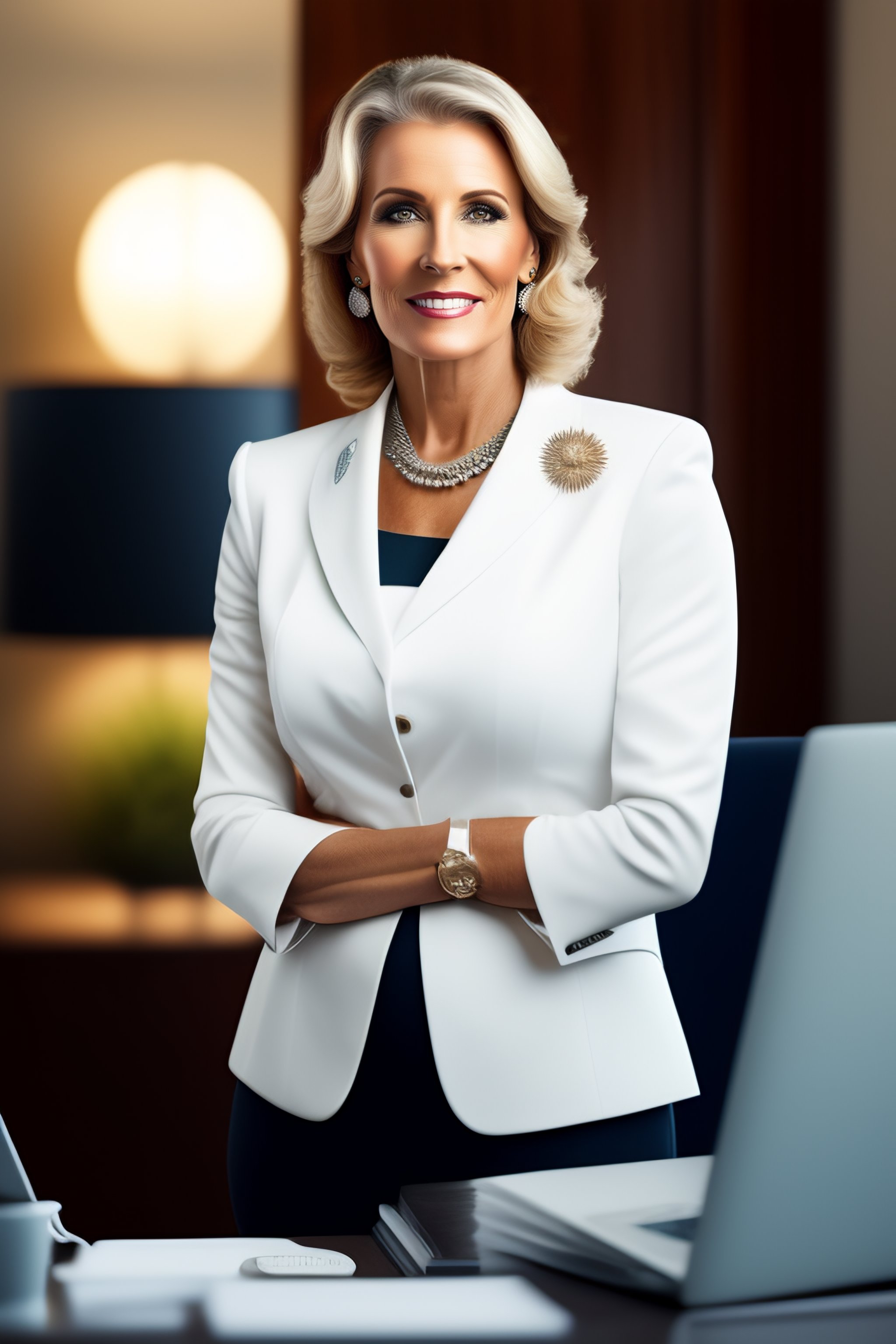 Lexica - White woman 50 years old working in office dressed casually