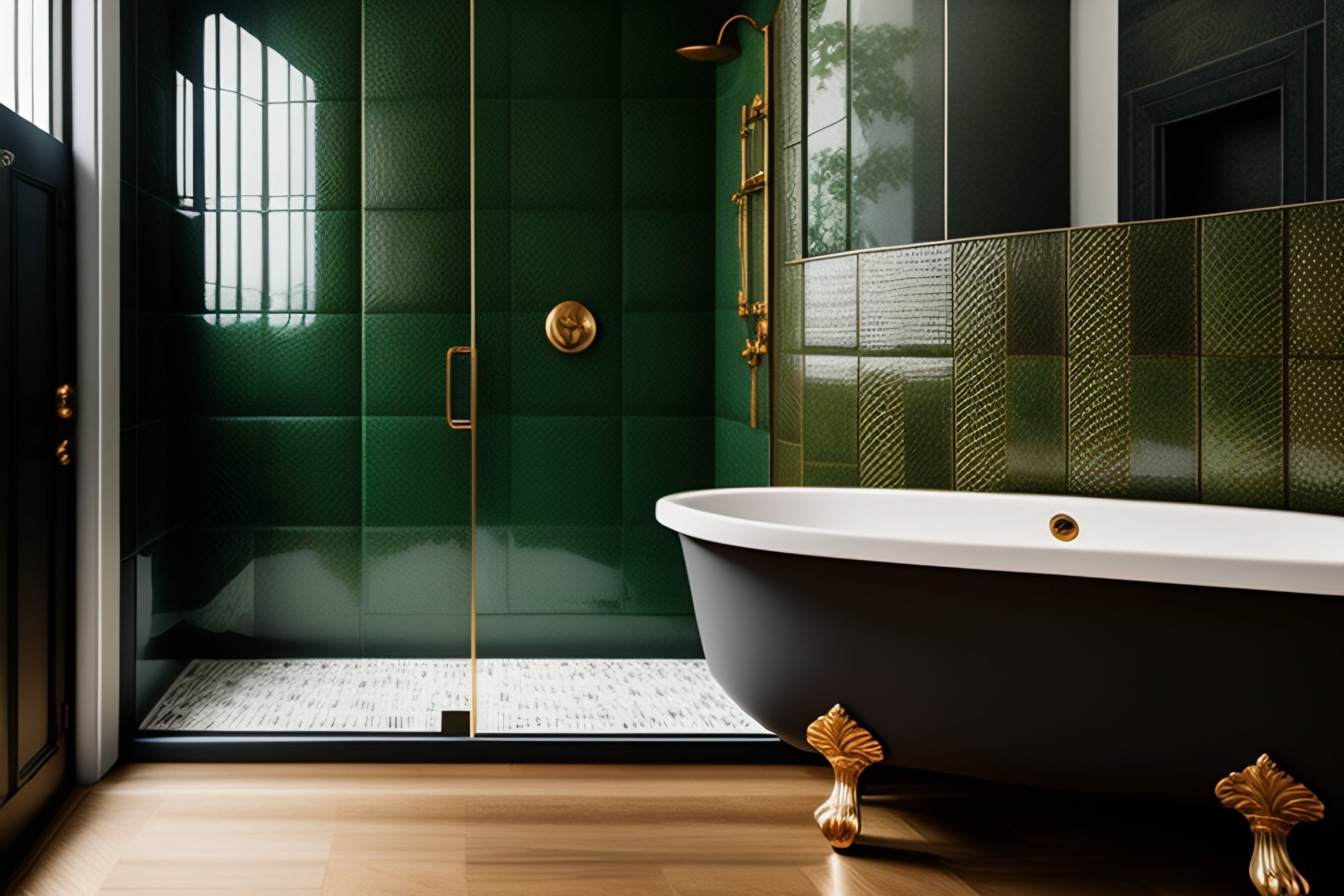 Lexica - Richly textured bathroom tiles with rusty greens