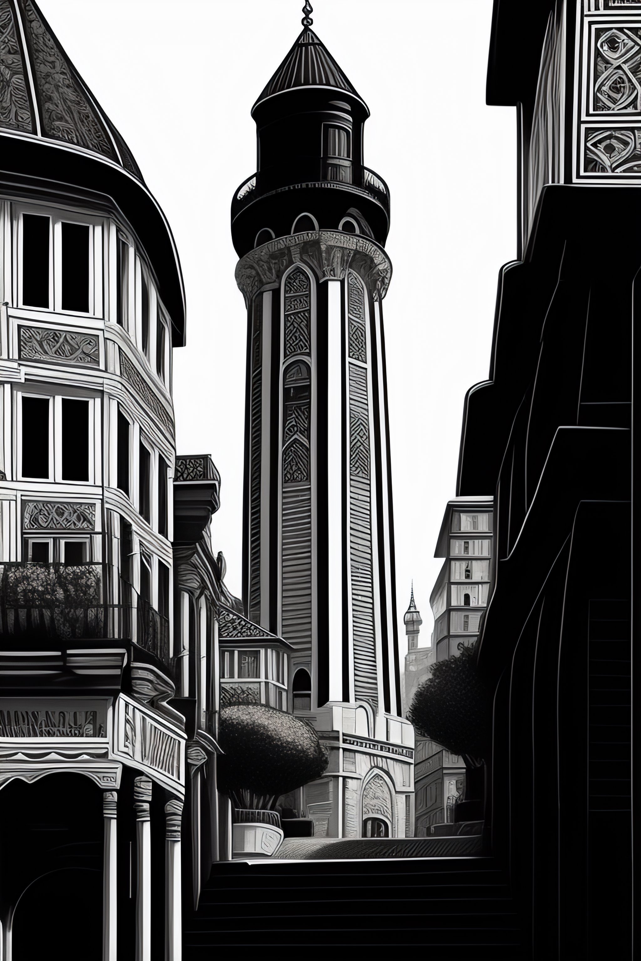 Lexica - An ultra detailed bold black and white illustration of a ...