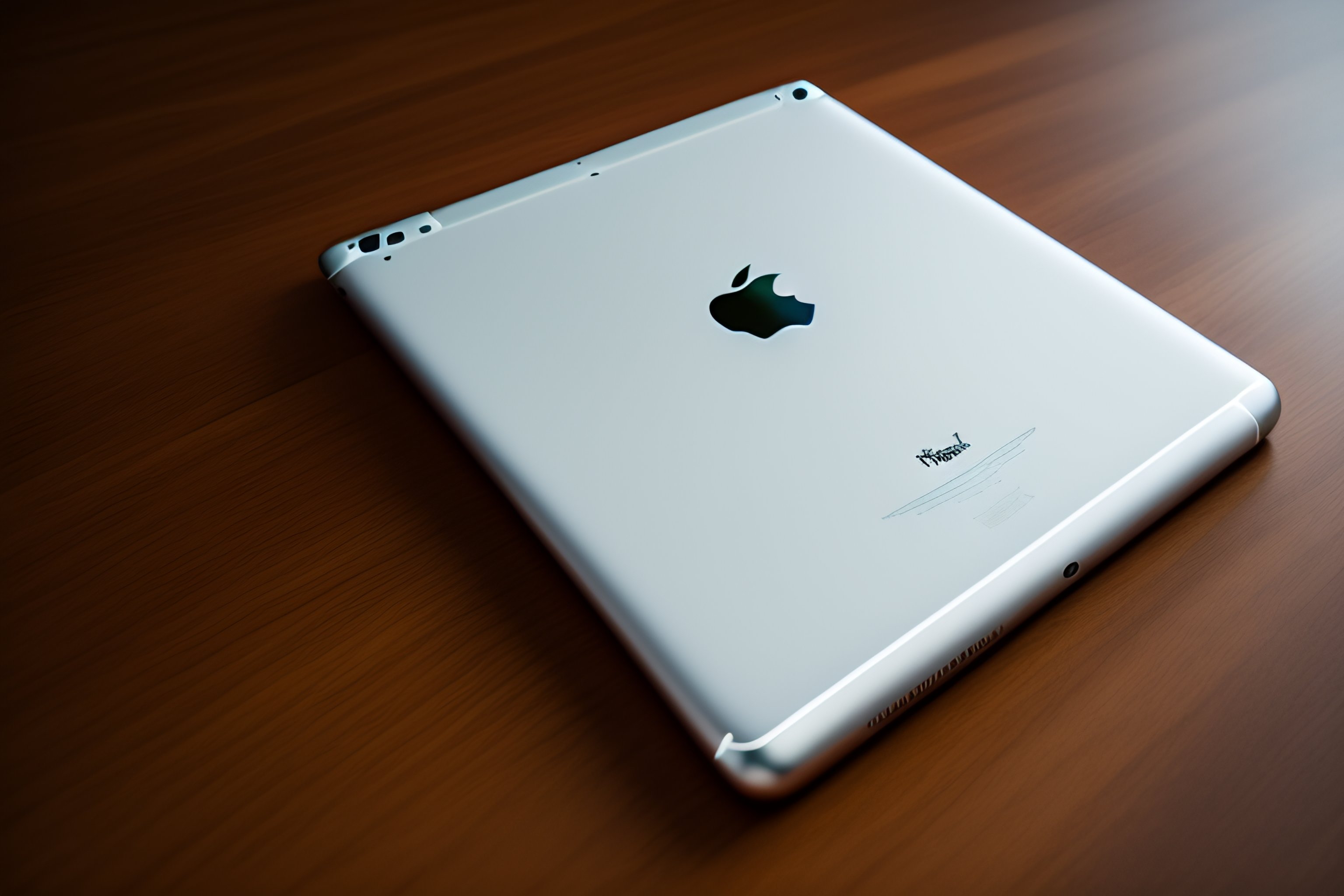 Lexica - Front view, iPad Pro with white screen on white background.