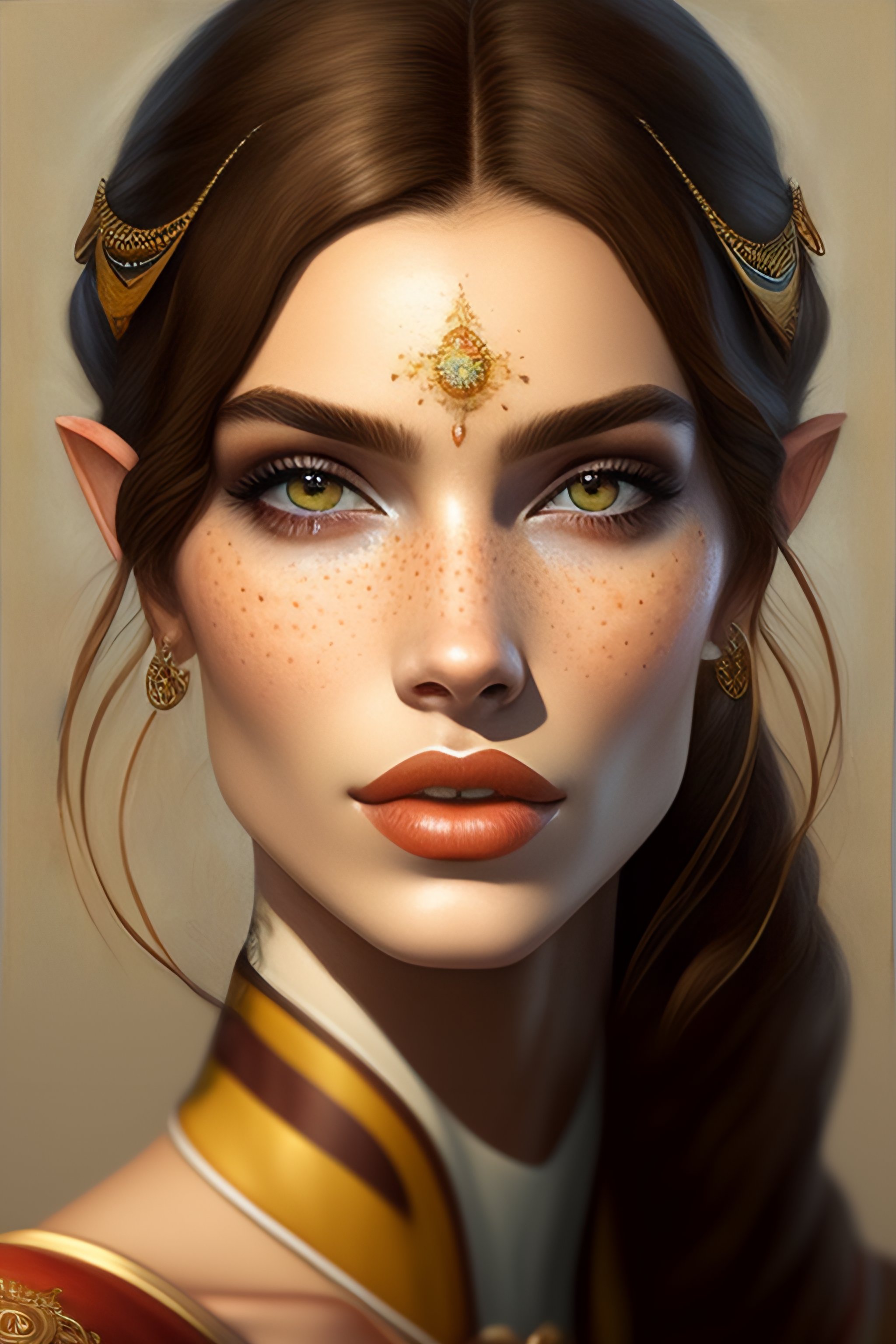 Lexica - An elve portrait of the slender woman with smiley lips, a long ...