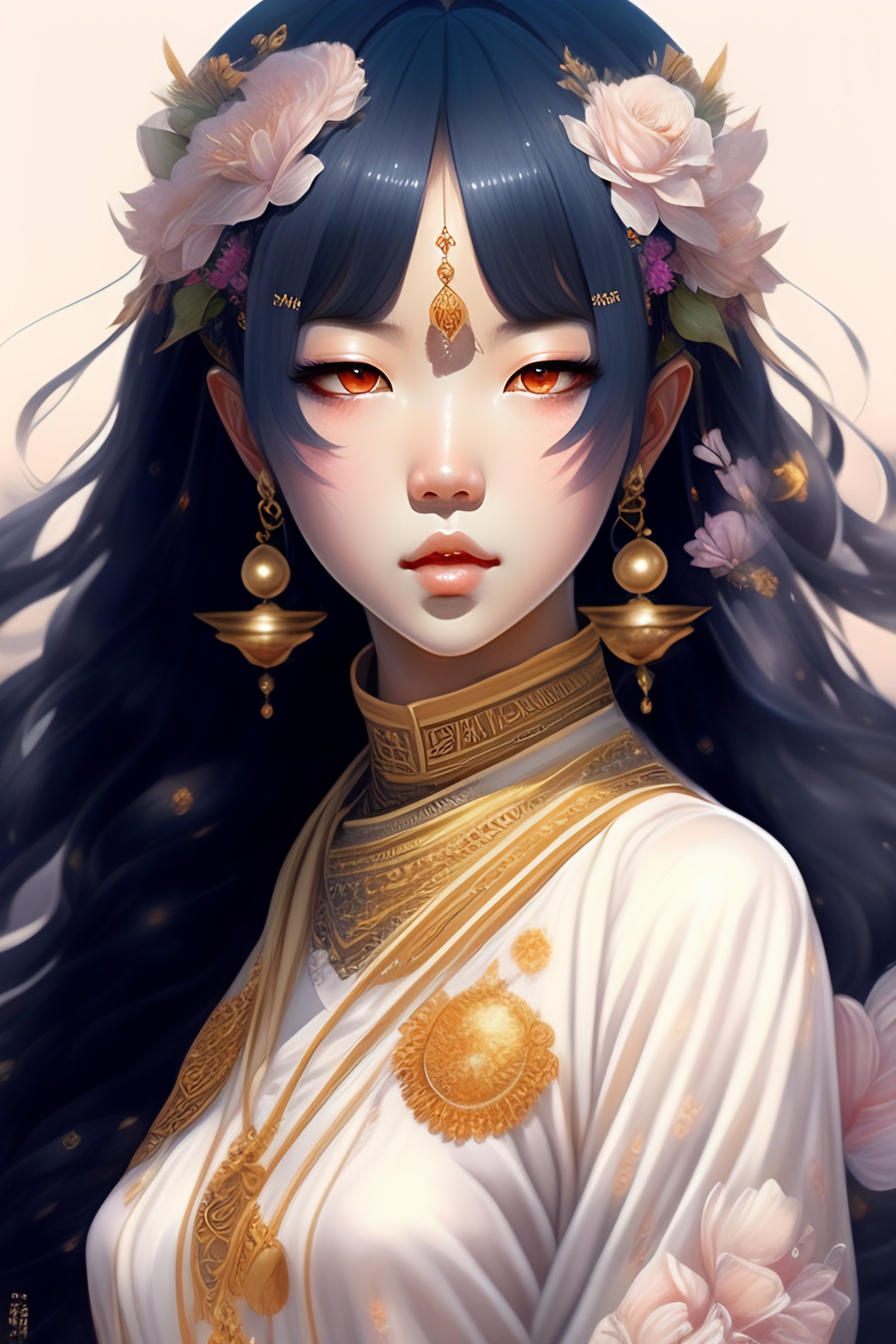 Lexica - Highly detailed full body portrait of moon deity with harajuku ...