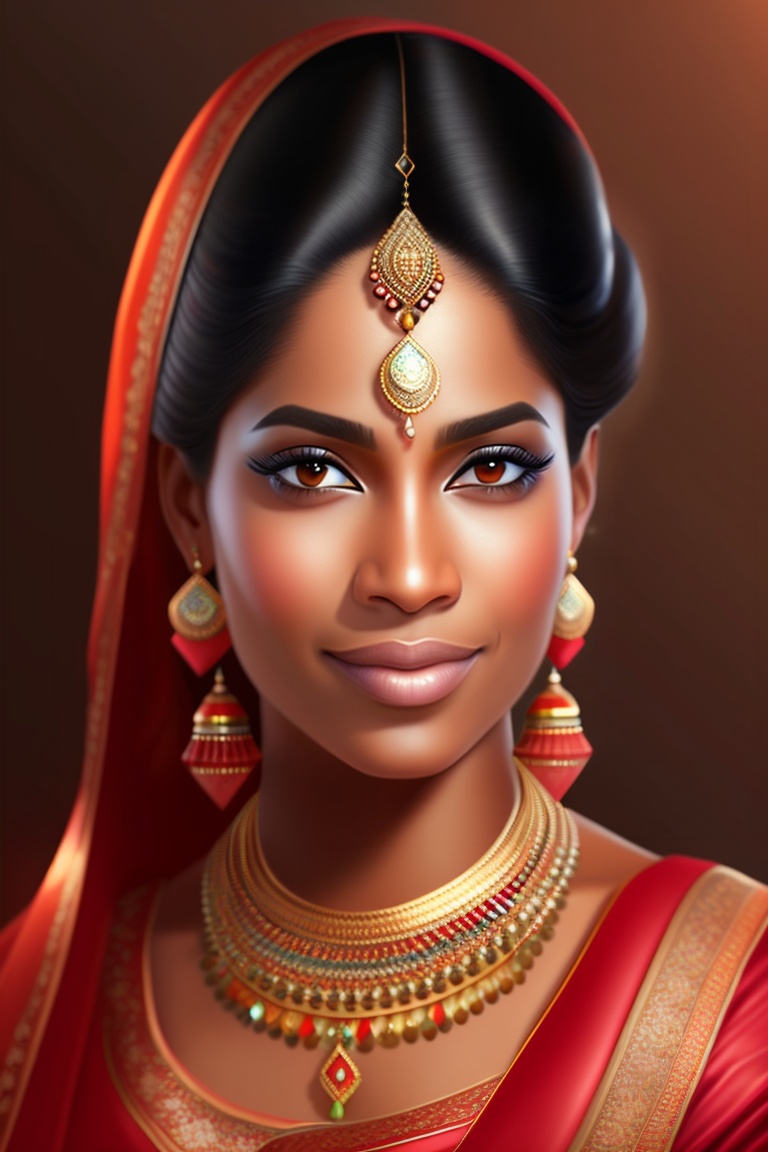 Lexica - Woman, realistic, Indian, facing front