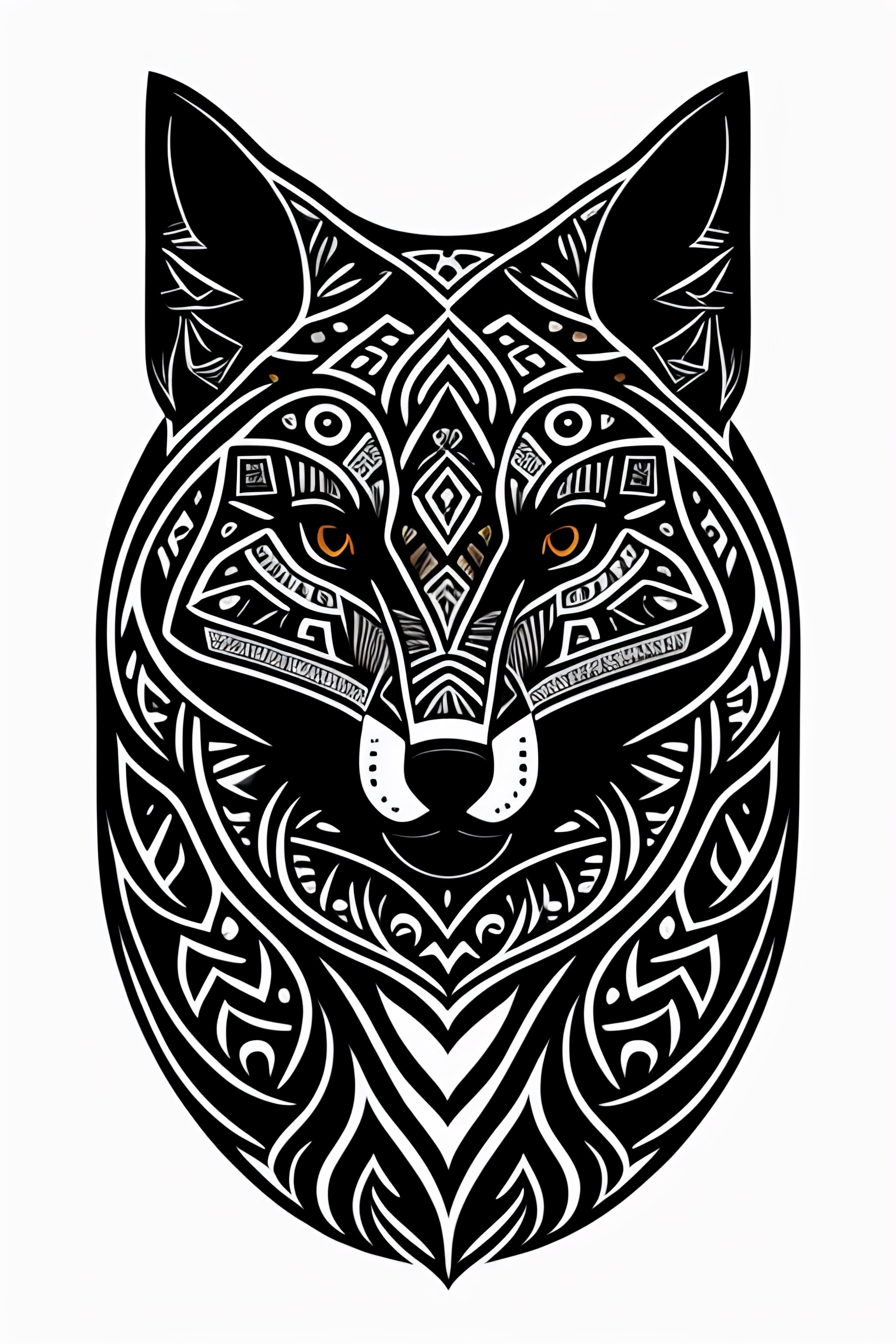 Lexica - Symmetry, one fox head and only facing front, glare, black and ...