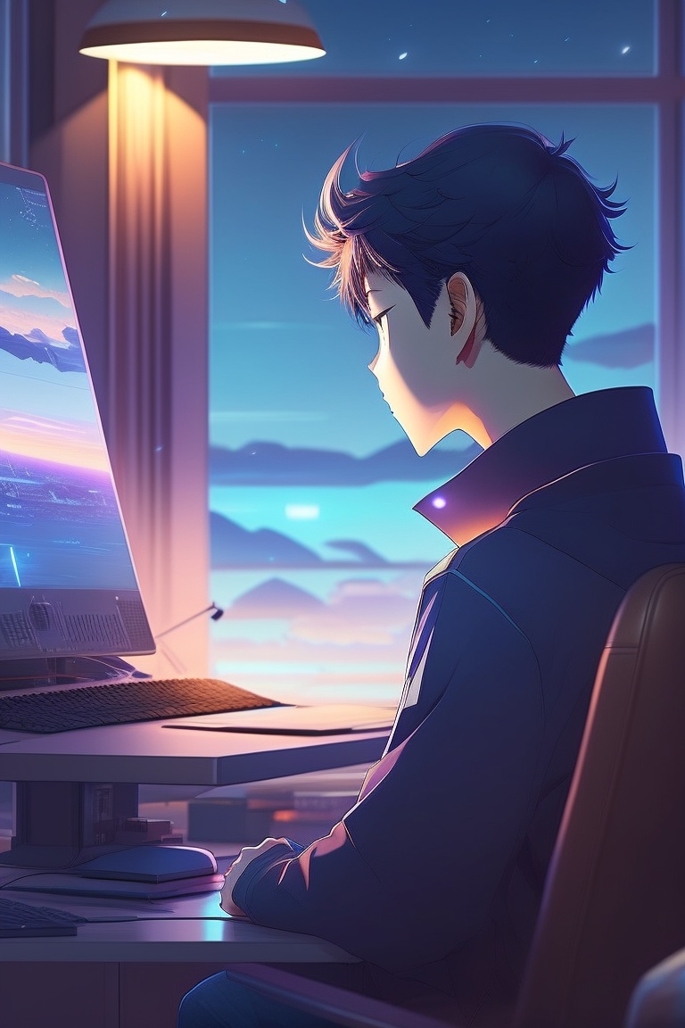Lexica - Create a high resolution artwork of lofi ,Anime boy is graphic ...