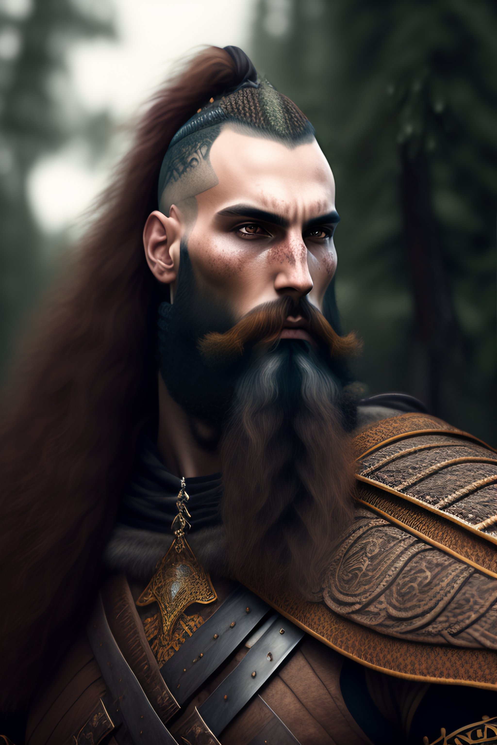 Lexica - Portrait of a gigachad Viking warrior ready for battle, forest ...