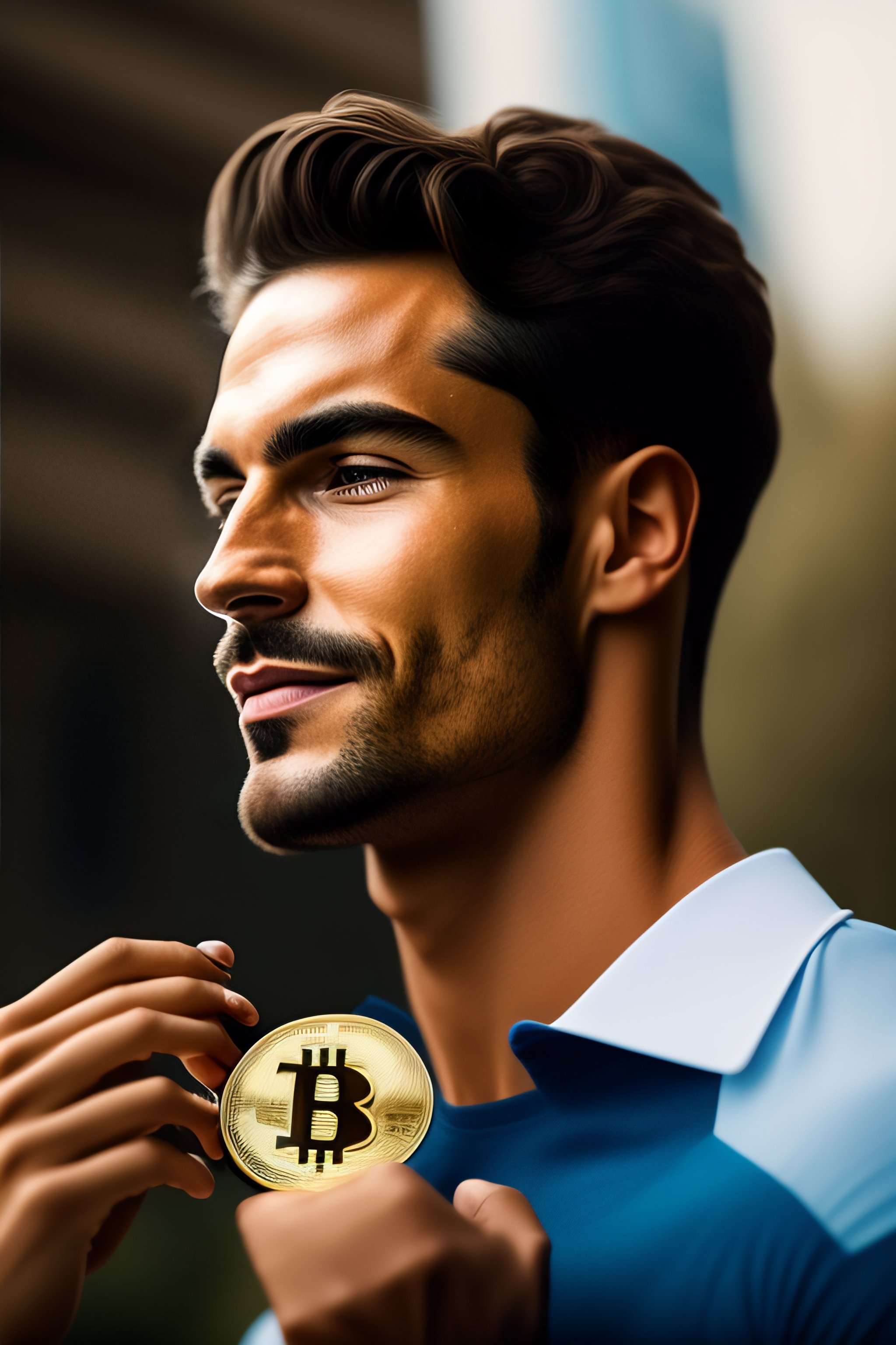 Lexica - A man with a bitcoin as a Face