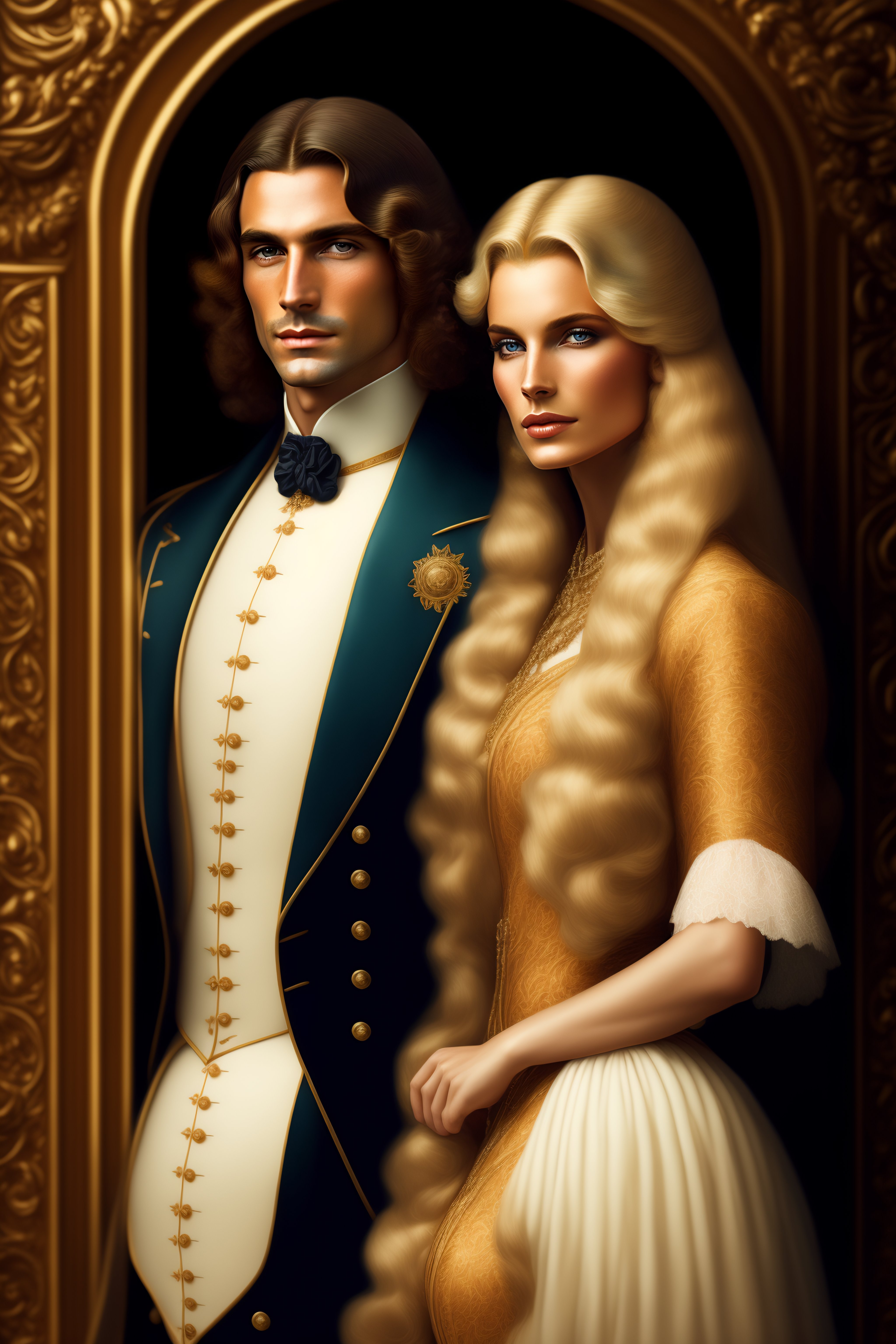 Lexica - Book cover of a man with long hair clothes for the ball th ...