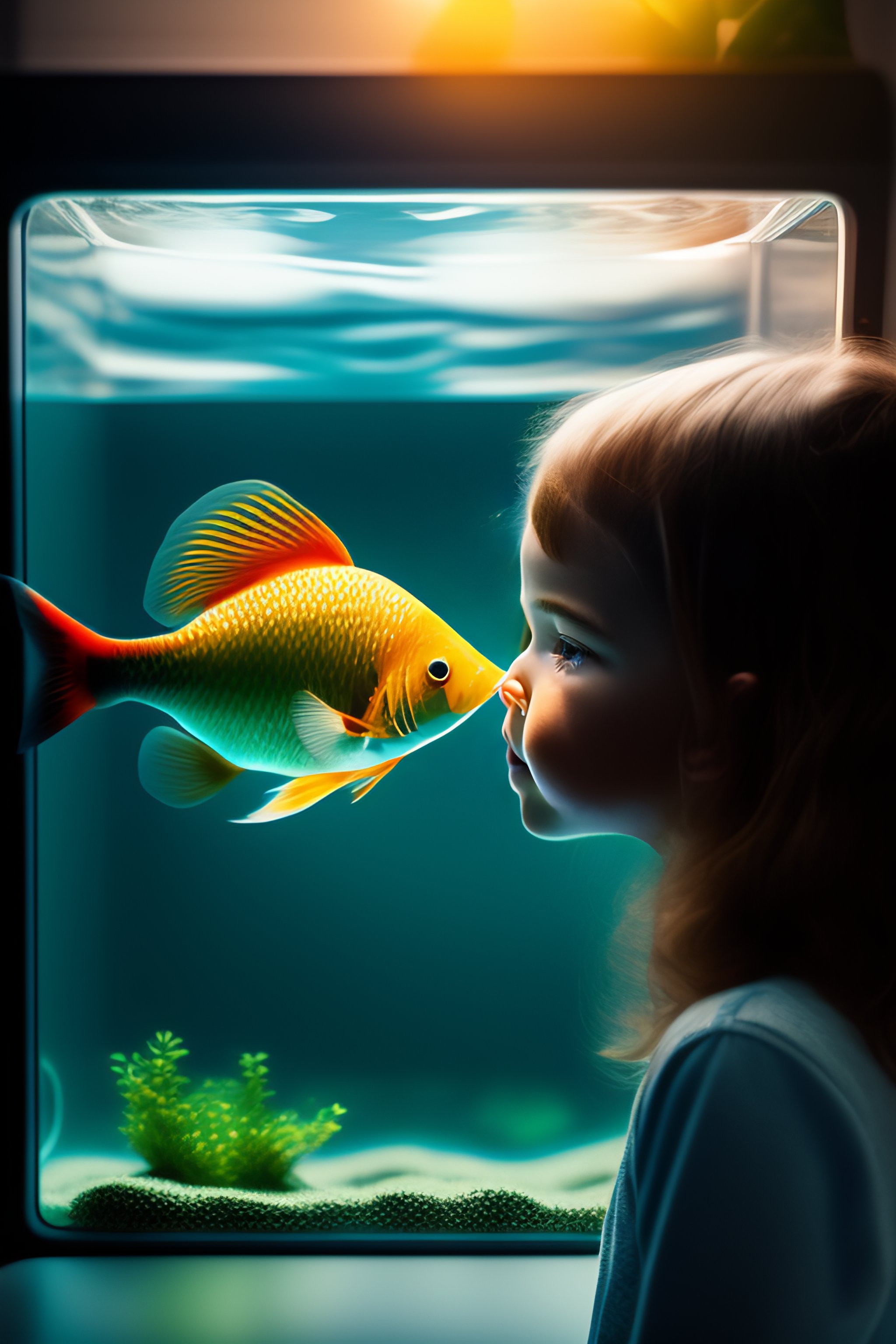 Lexica - Girl in aquarium with fish