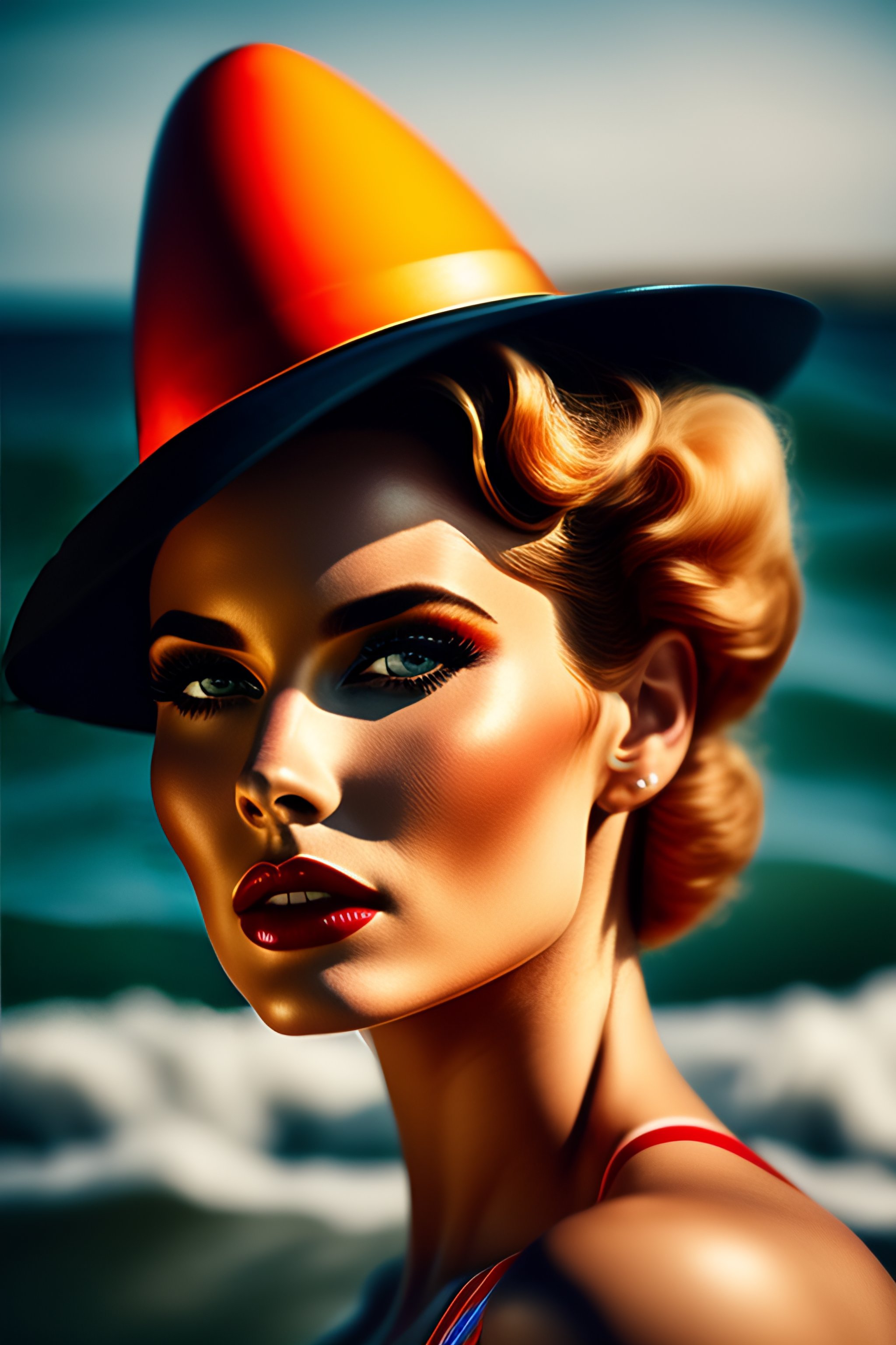 Lexica - A 1950s Pin-Up Girl style , beautiful super model face ...