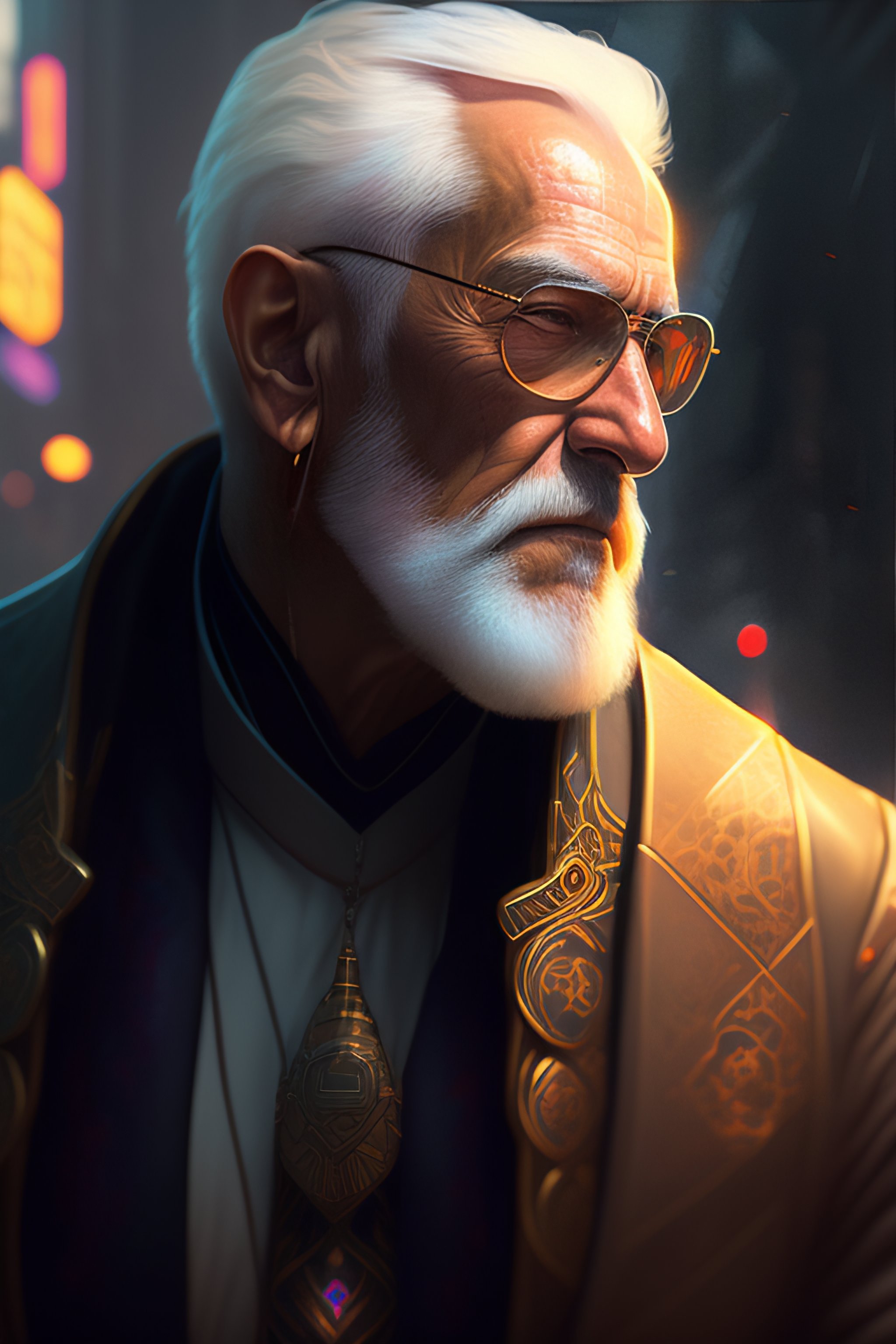 Lexica - Cyberpunk old man, augmented, cyborg, movie poster, cinematic ...