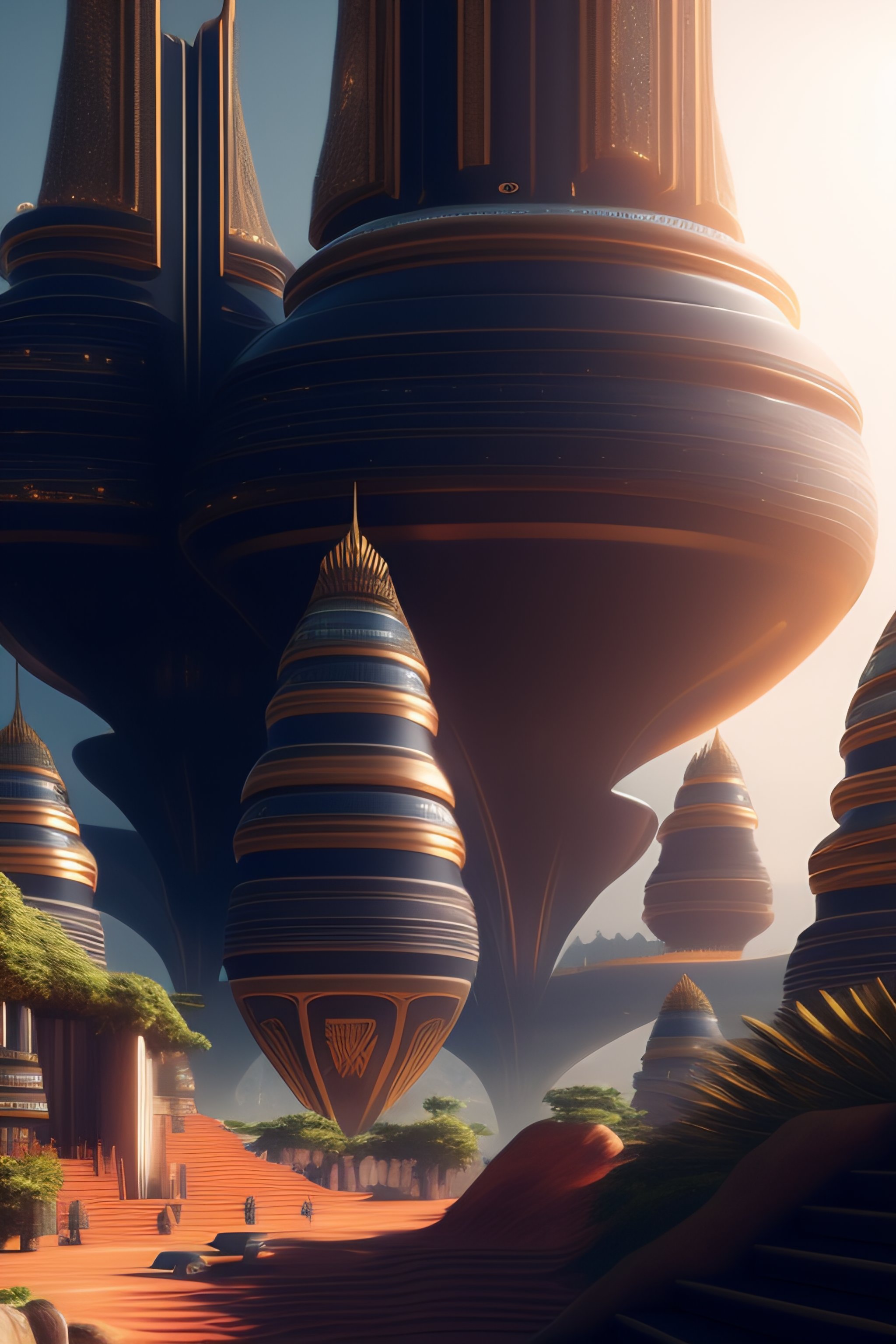 Lexica - A high tech solarpunk utopia, Hyperrealistic lands of a ...