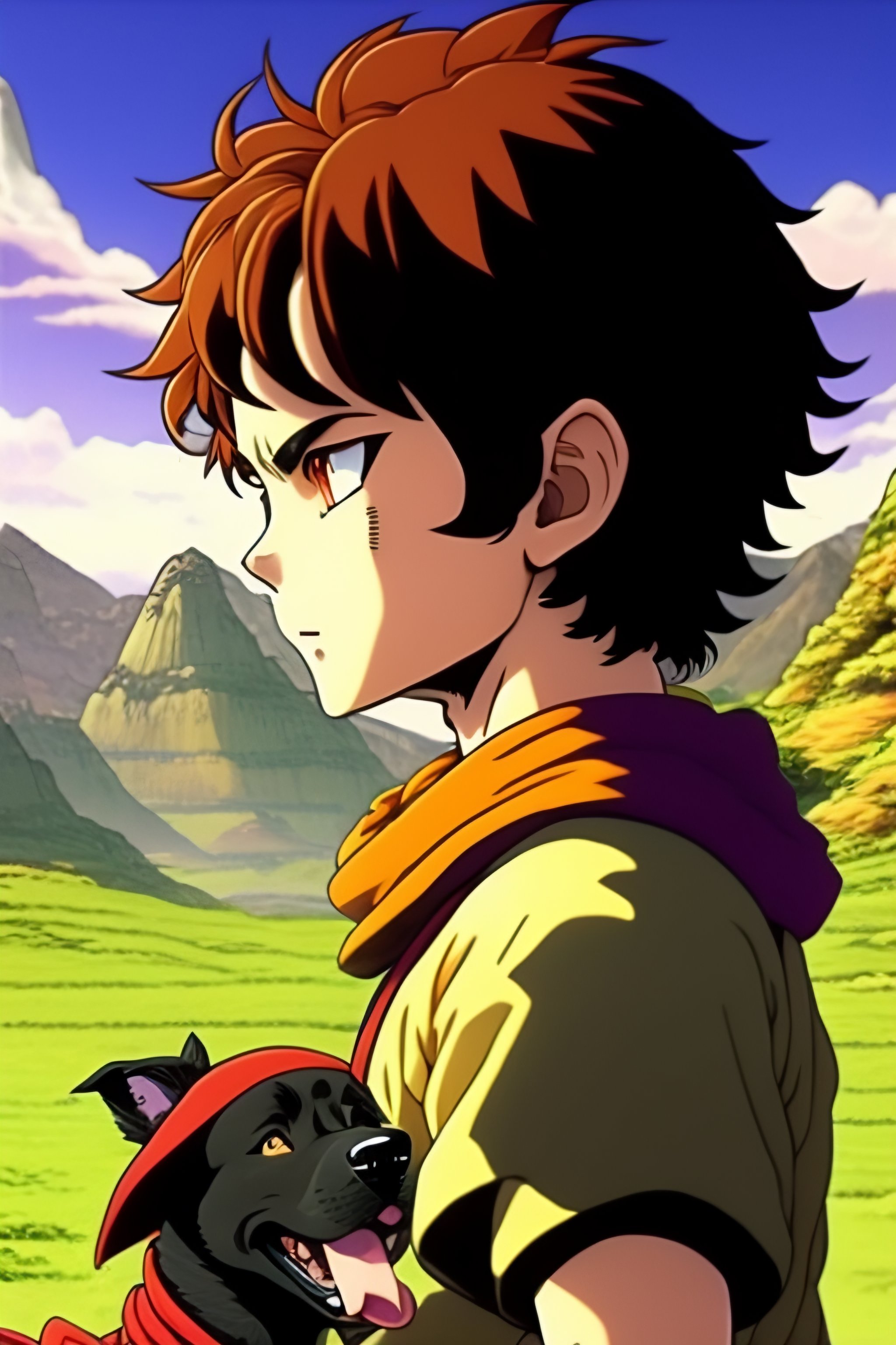 Lexica - Frodo from Lord of the Rings fighting a dog in the anime style ...