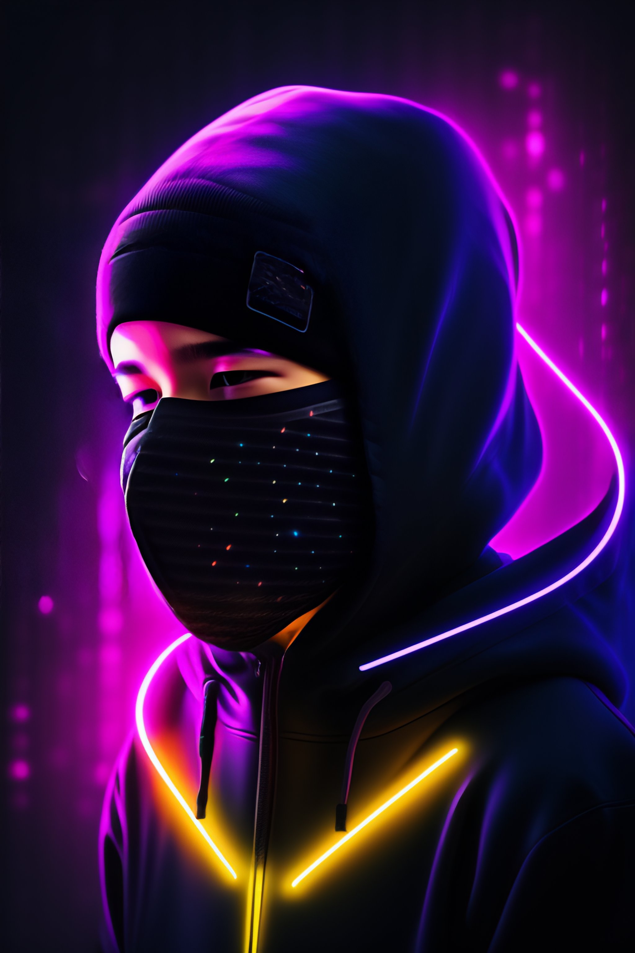 Lexica - Boy wearing black mask, DMT, hyper glow, anonymous, hacker ...