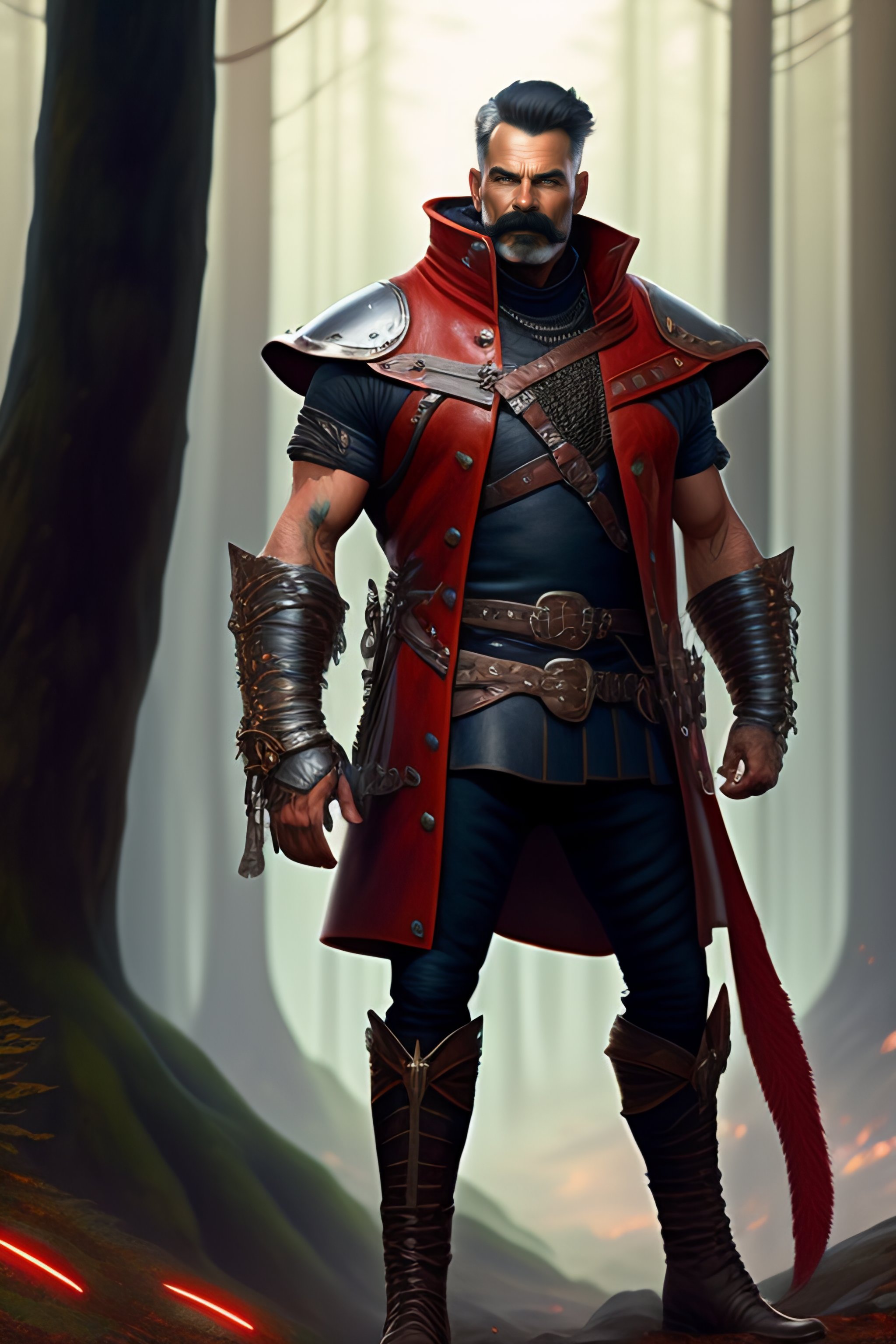 Lexica - Full body portrait of a middle-age man with mustache, wearing ...