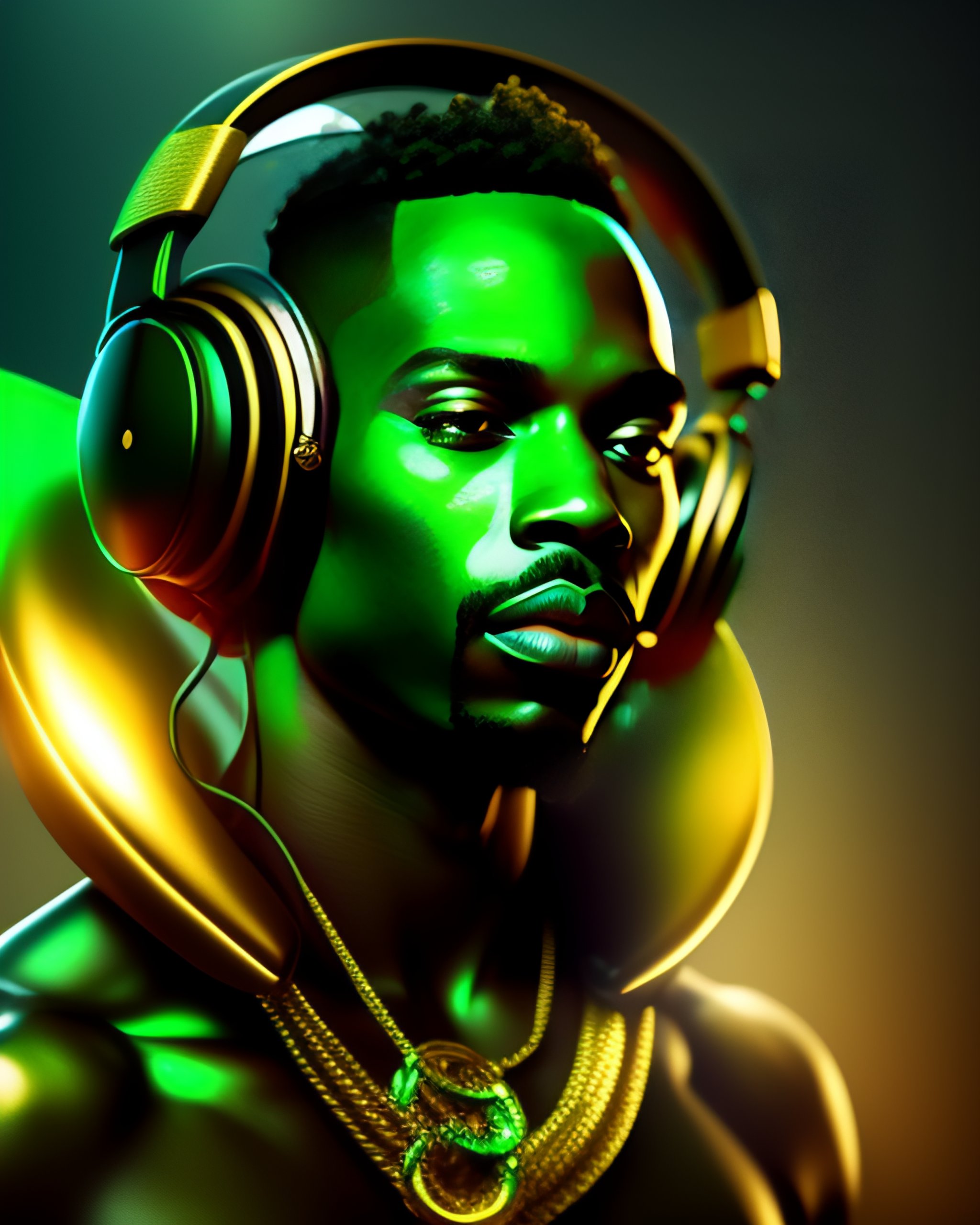 Lexica - Rapper male green alien with golden necklace, epic angel wings ...
