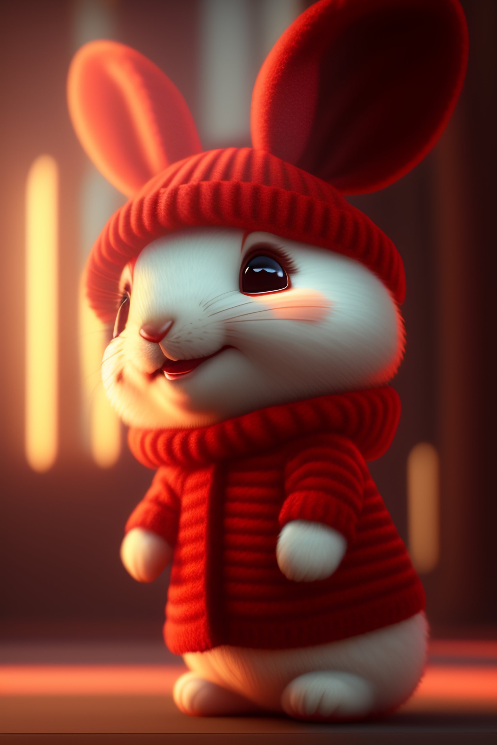 Lexica - Cute adorable little bunny waving and happy smiling greeting ...
