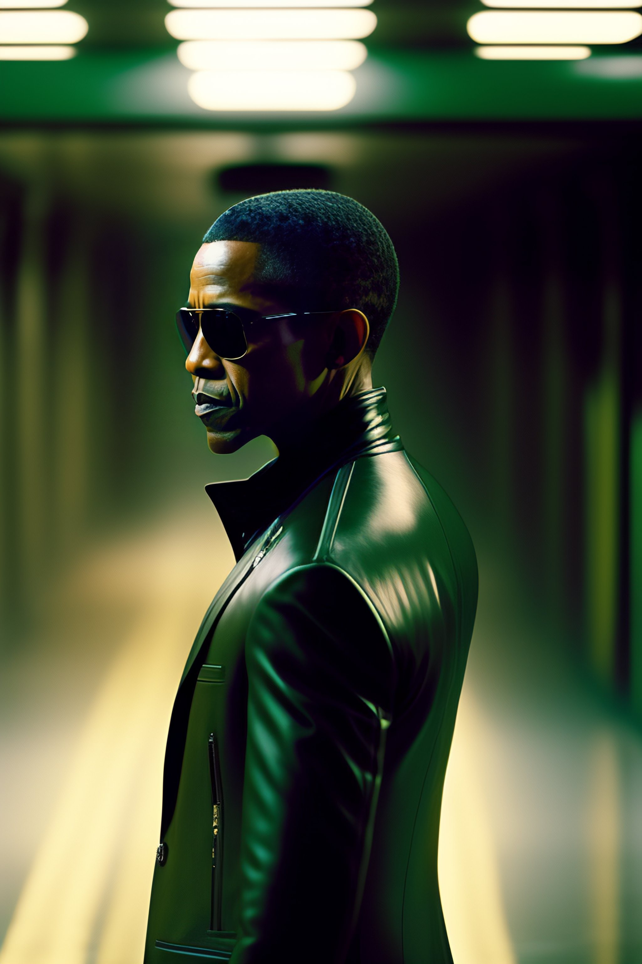 Lexica - Film still of obama as Neo in the matrix, full body, leather ...