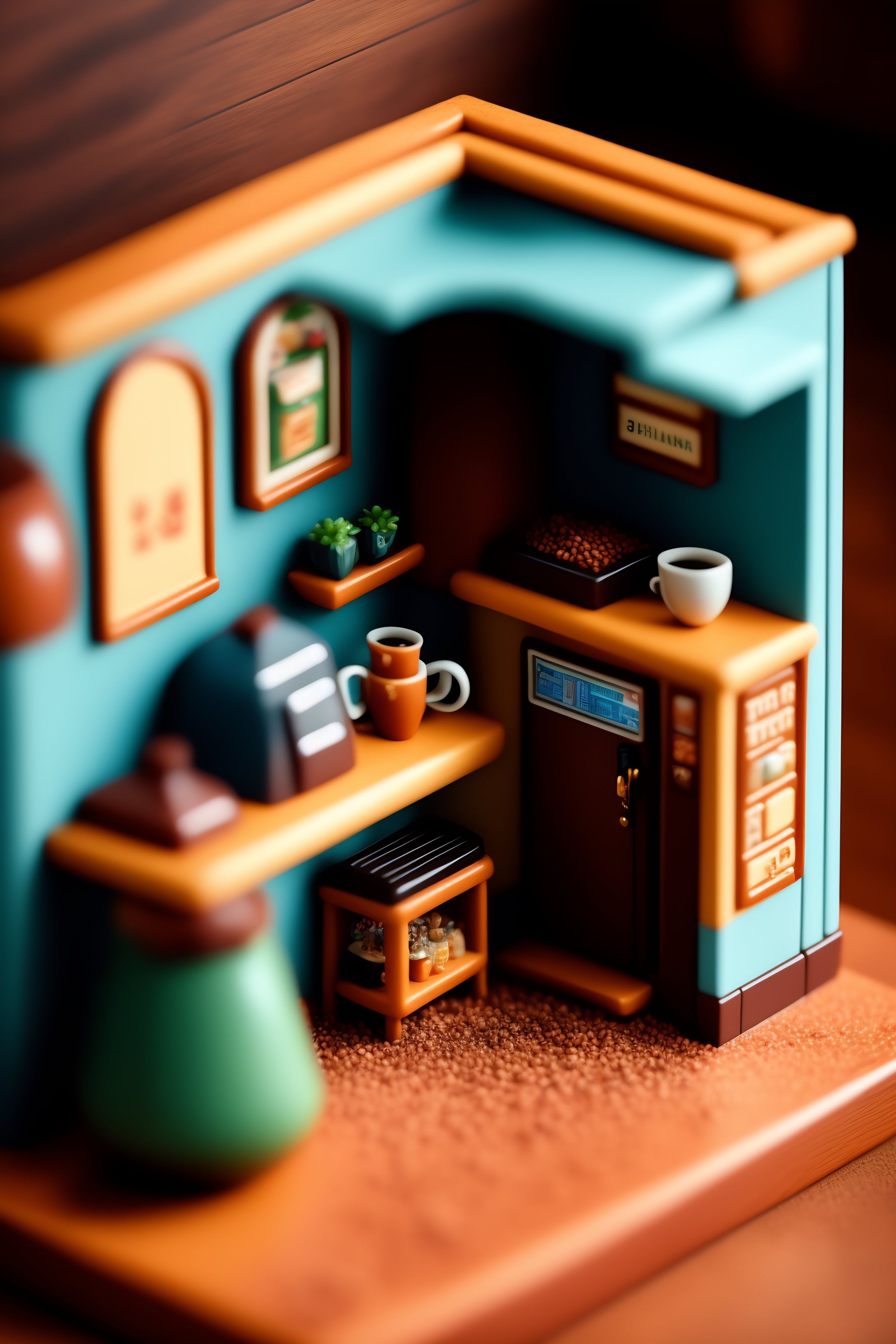 Lexica - Prototype of isometric diorama, 8-bit, european coffee shop ...