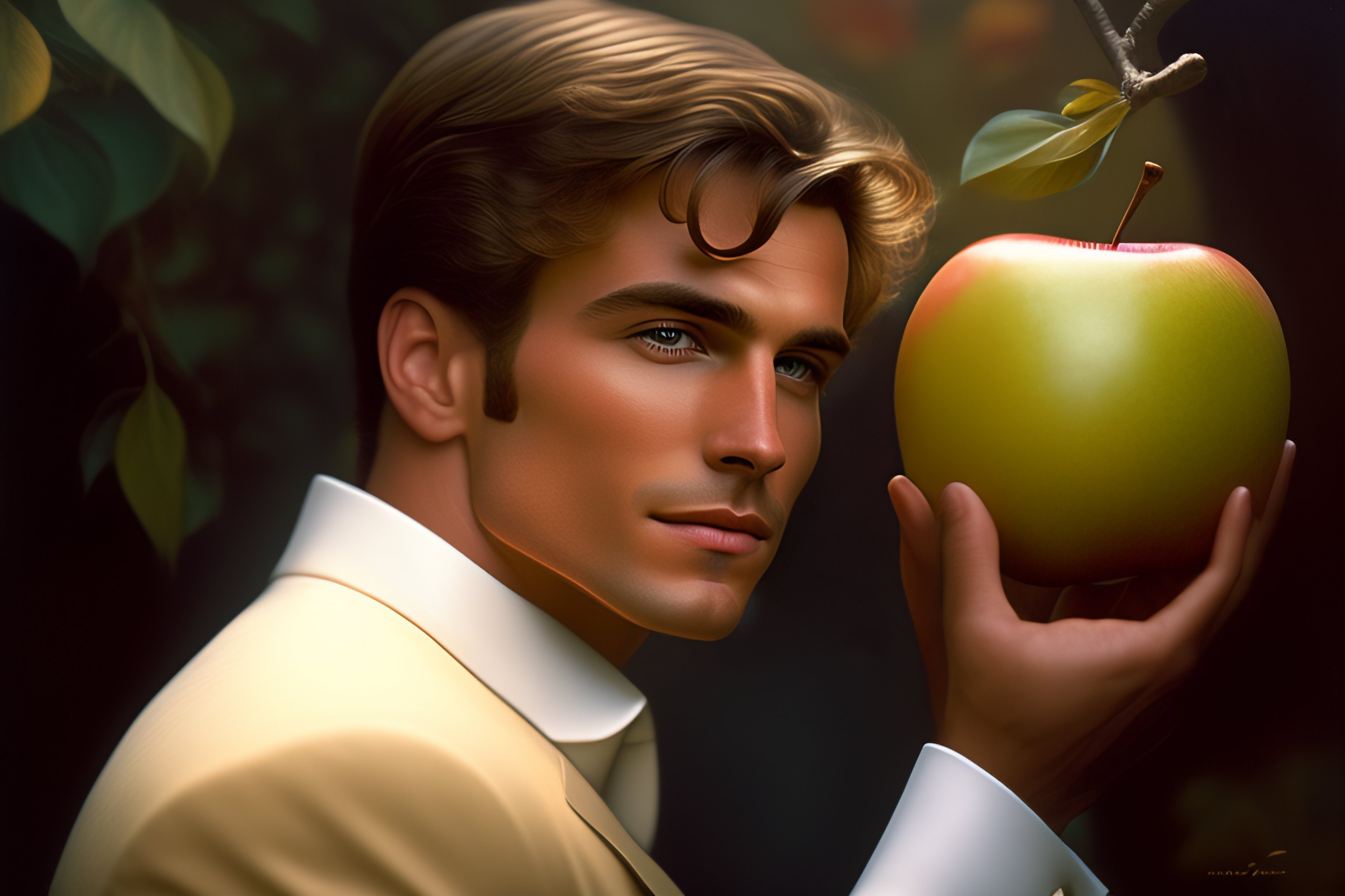 Lexica - Handsome holding an apple