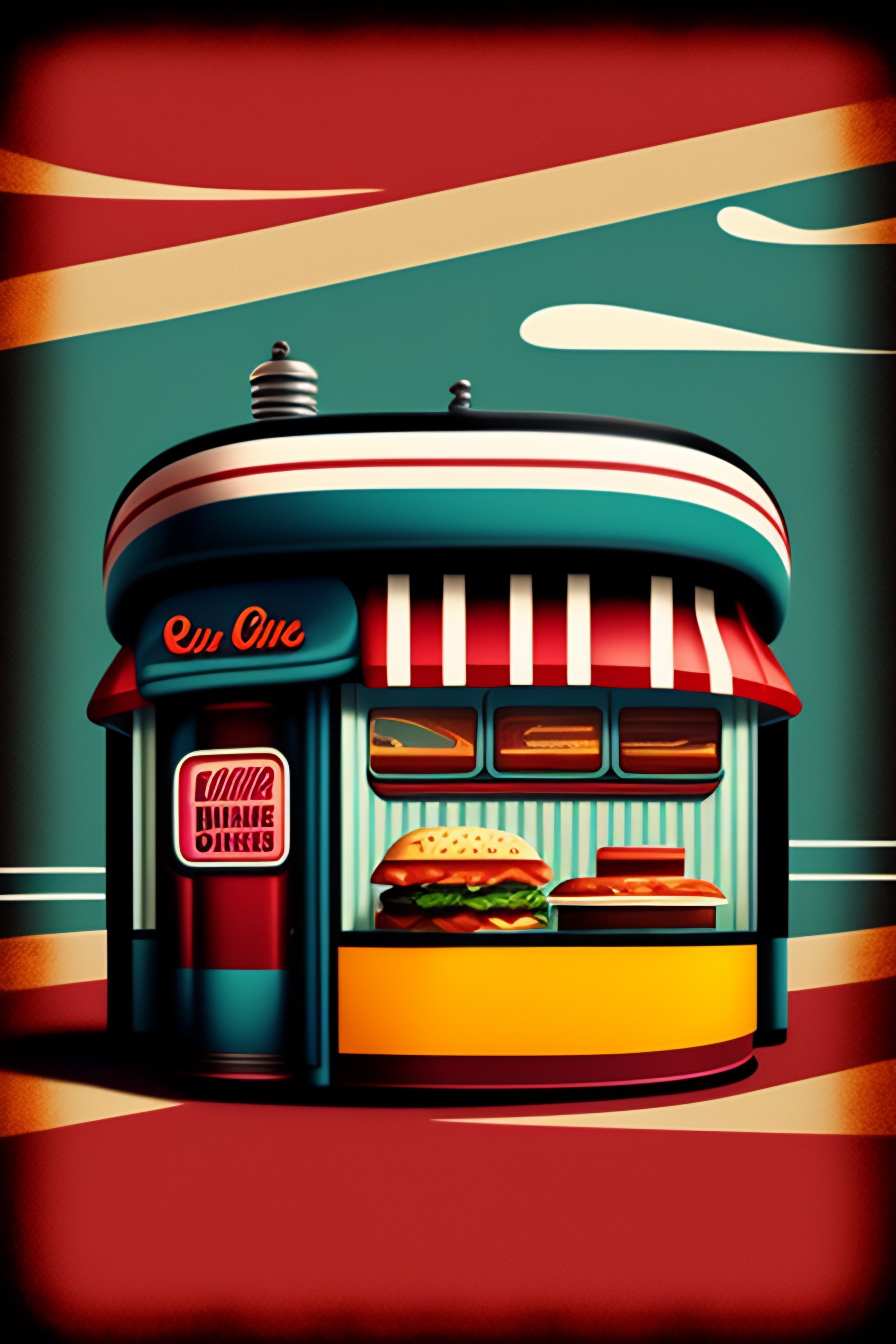 Lexica - "Retro diner" with a graphic of a vintage diner or food item