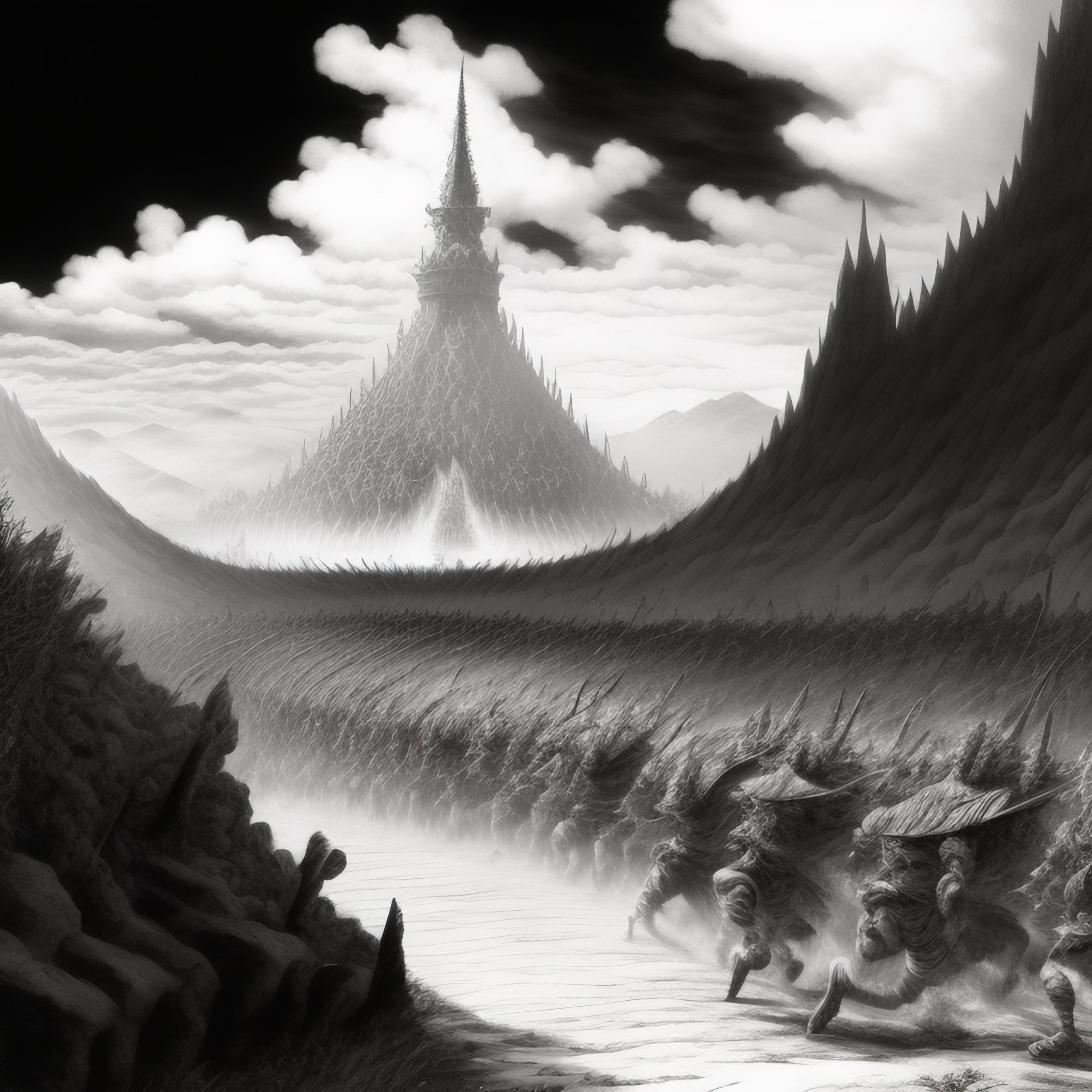 Lexica - Kentaru miura drawing of a demons hell battle in open ...