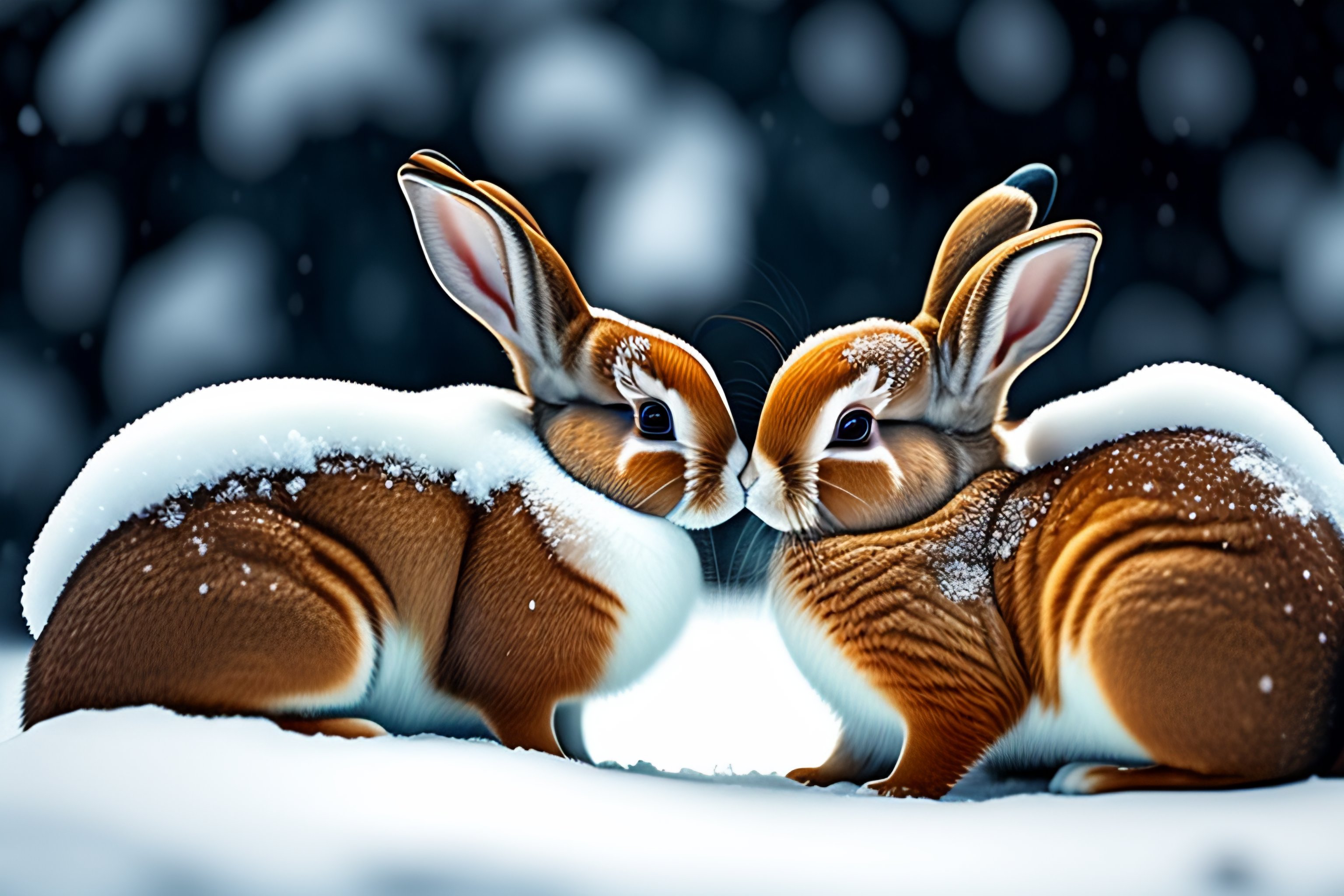 Lexica - Bunnies kissing in the snow