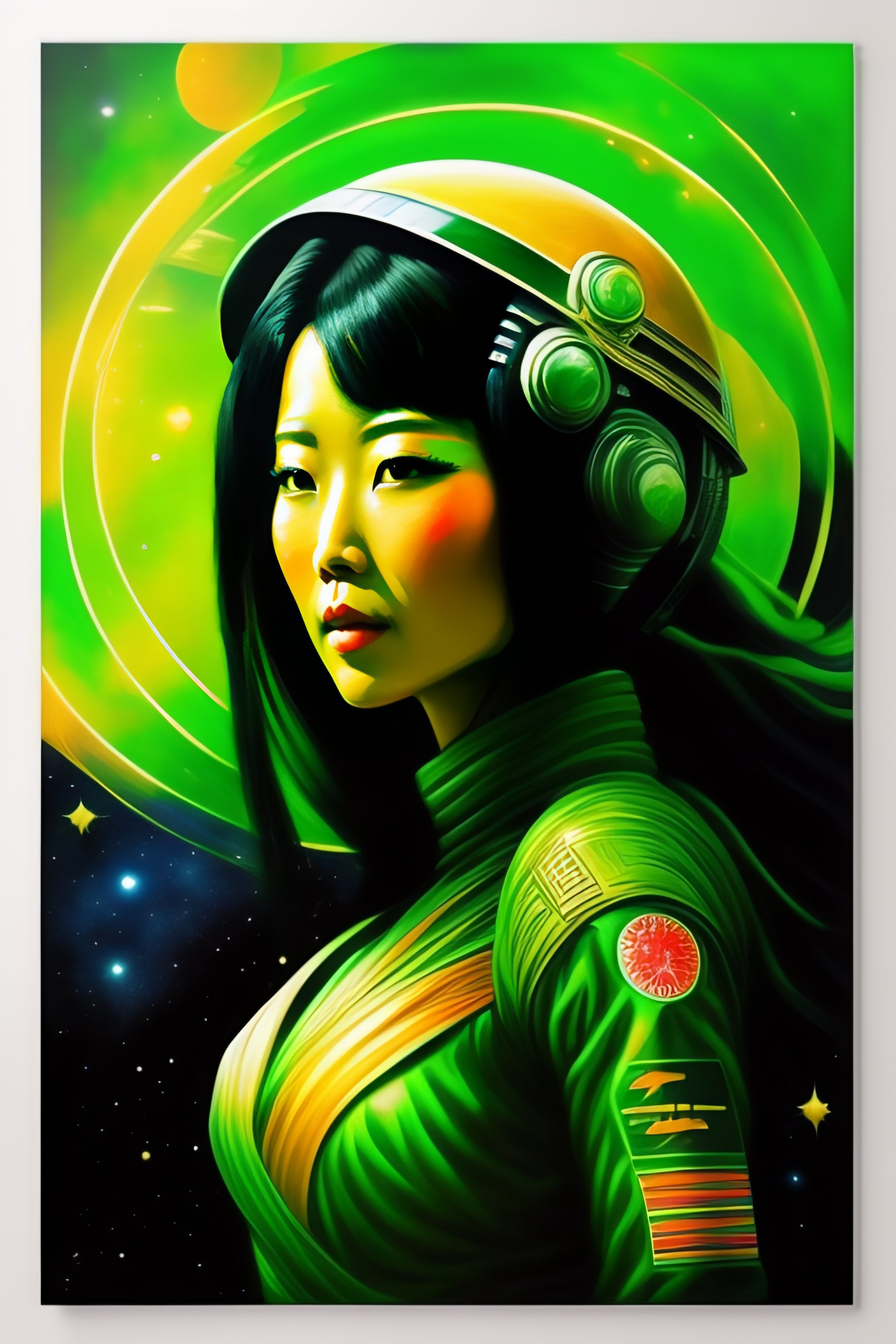 Lexica - Space fighters star wars female green planet Japanese painting style