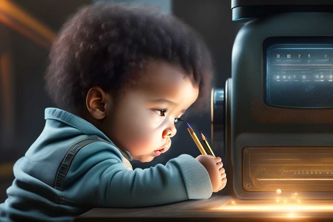 Lexica - Write a captivating scene depicting a child connected to ...
