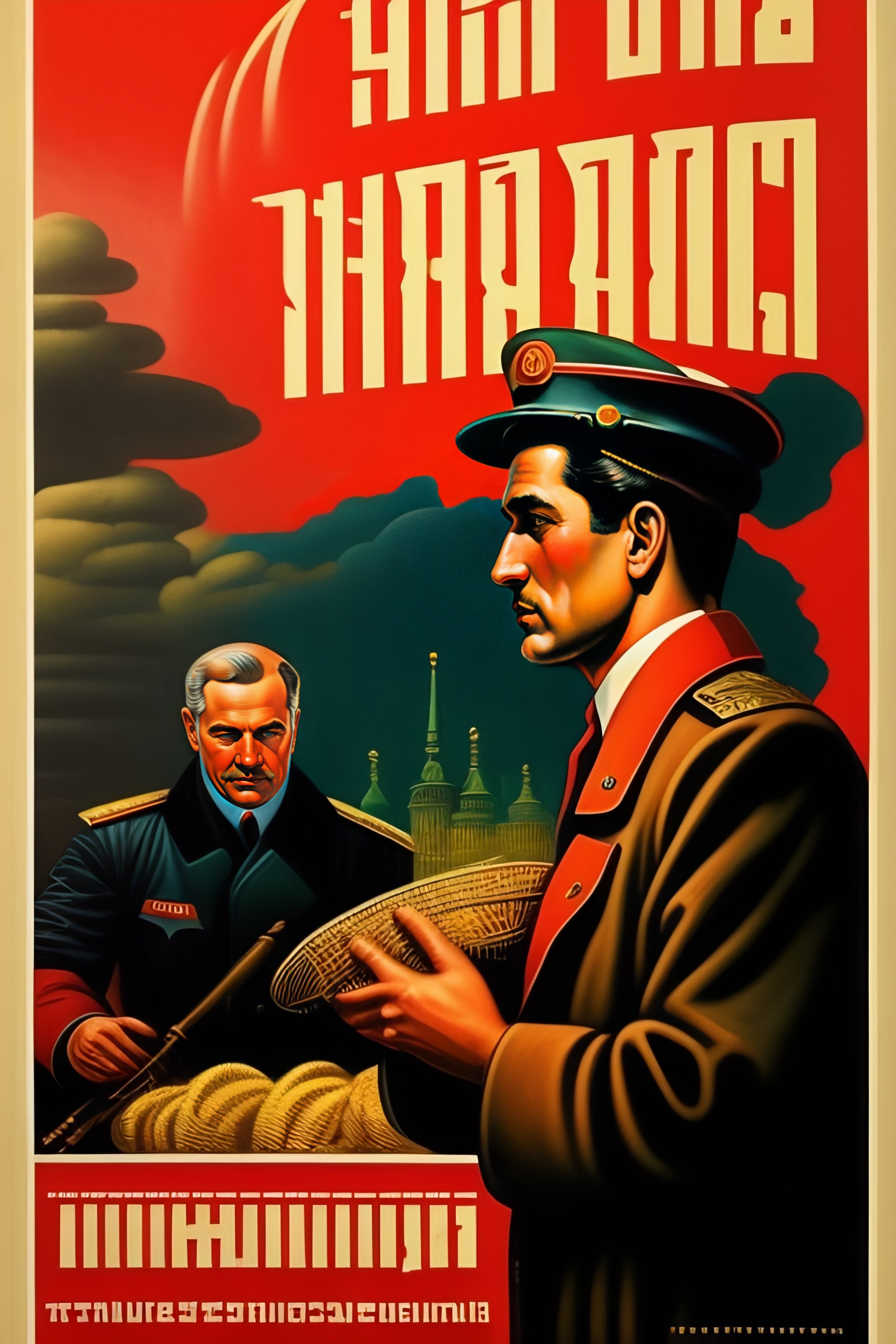 Lexica - Soviet propaganda realistic poster showing the material culture.