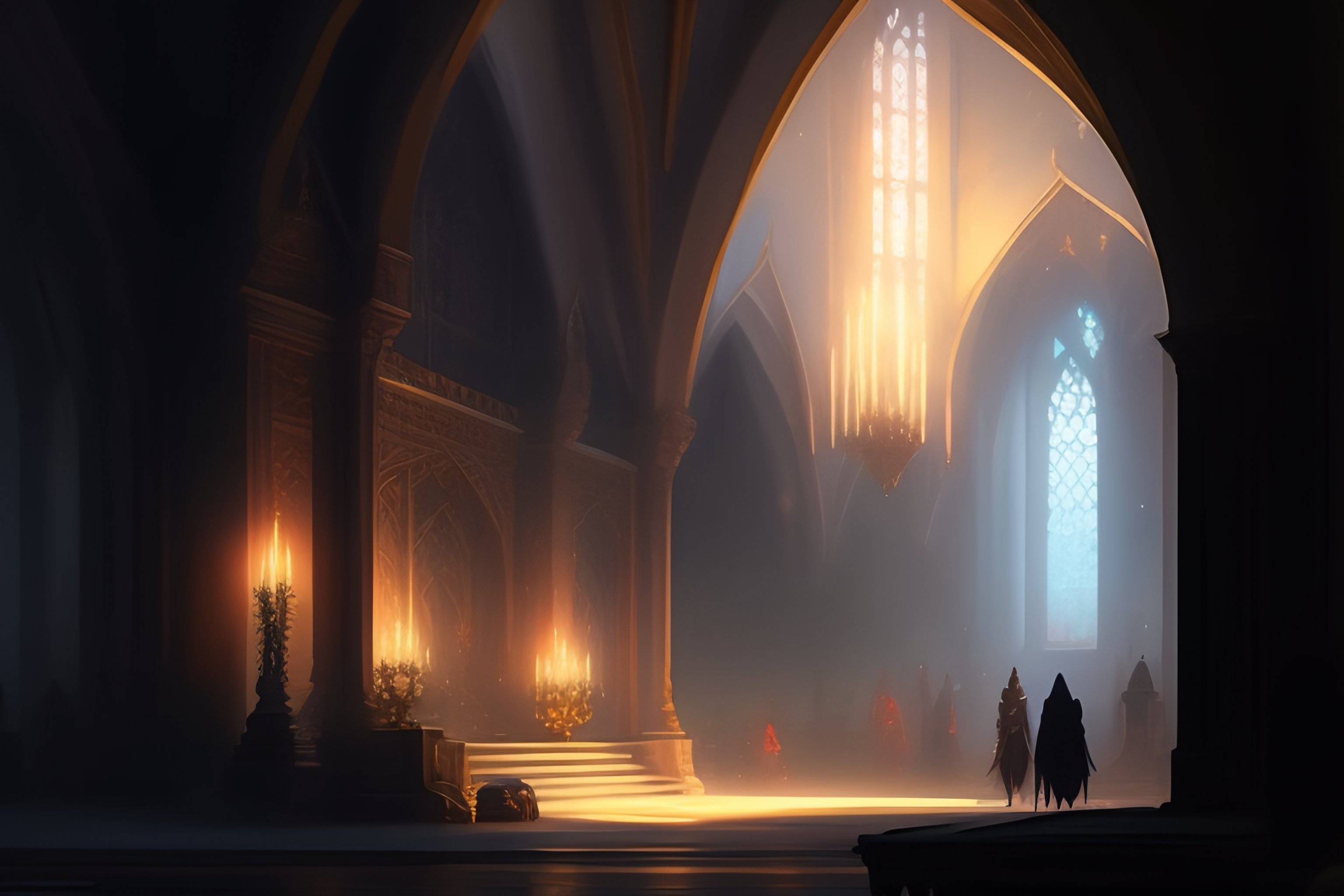 Lexica - Outstretched ethereal hand of darkness, medieval bedchamber ...