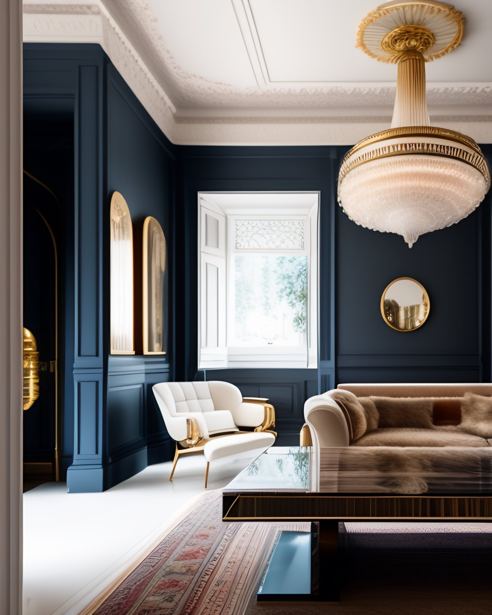 Lexica - White colour interior, drawing room