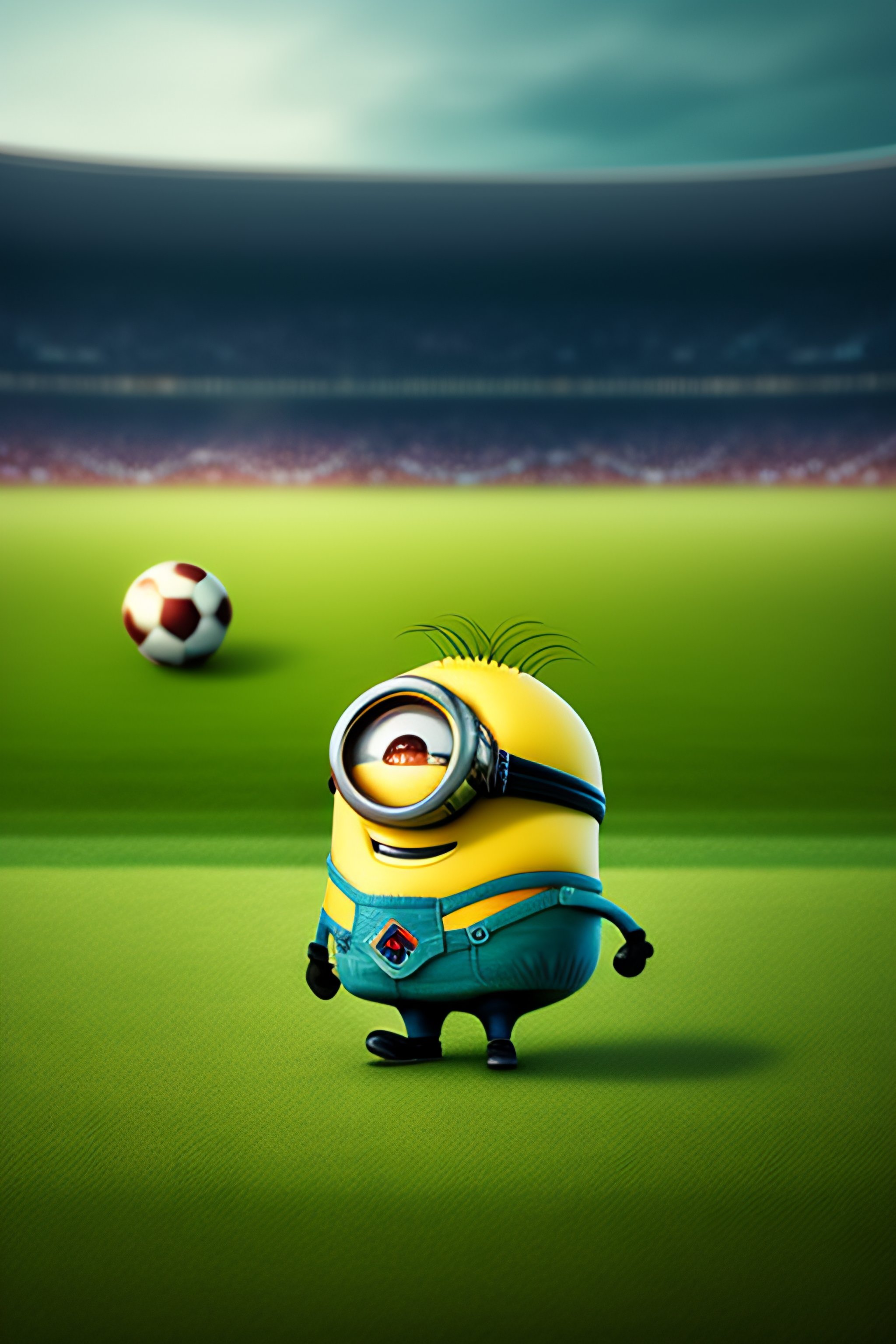 Lexica - Minions playing soccer on a green field