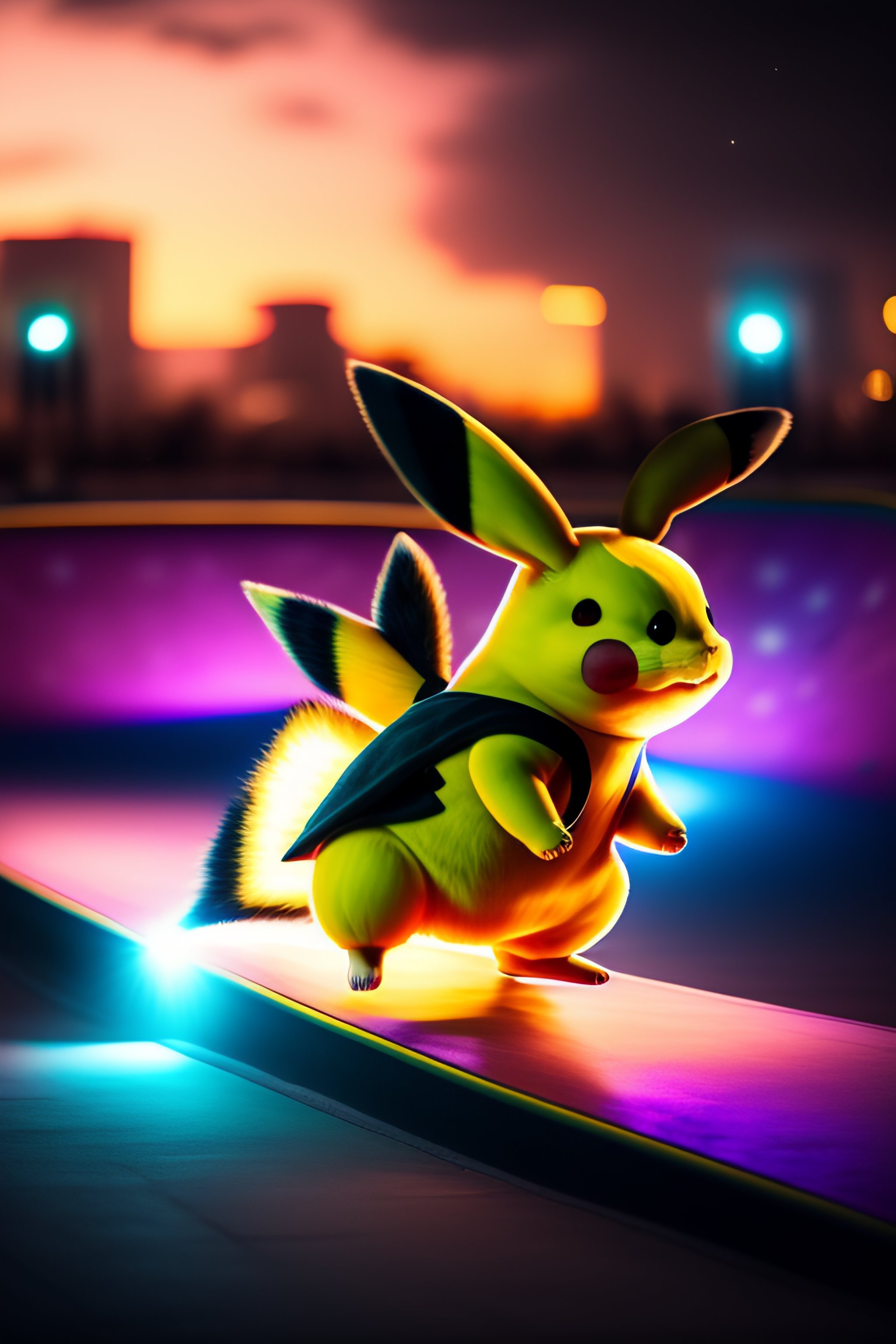 Lexica - Pikachu skateboarding in a giant galactic skatepark ...