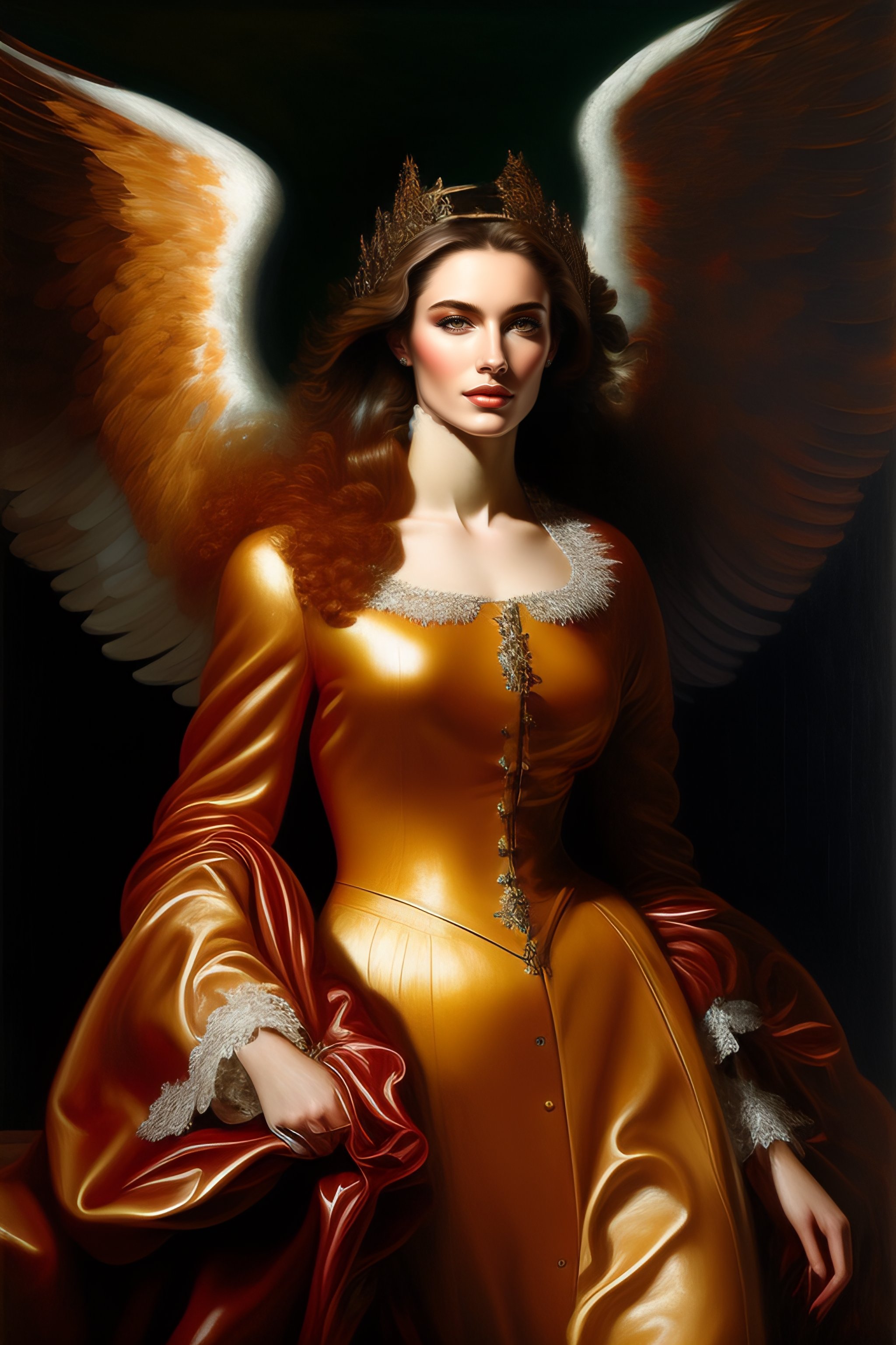 Lexica - Painting masterpieces female fallen angel in leather jacket by ...